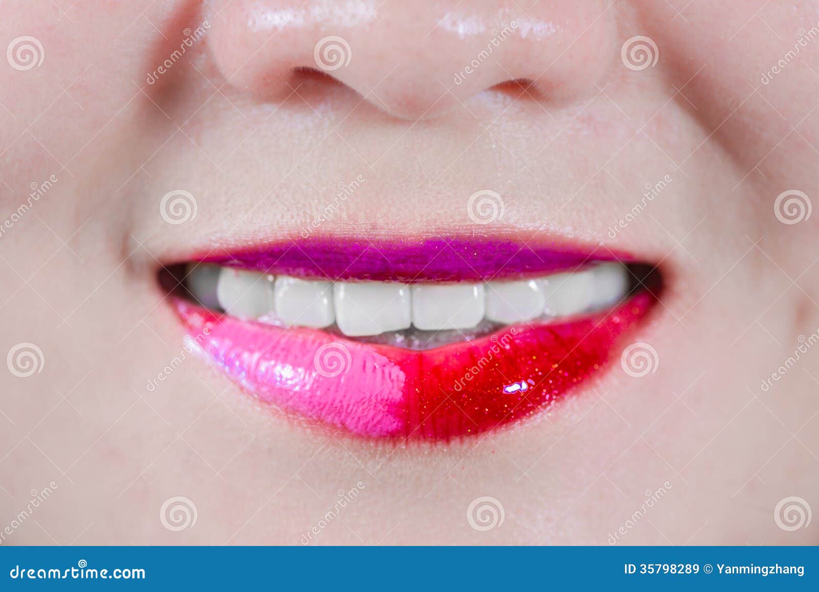 Woman Lips with Makeup Smiling Stock Image - Image of fashion, colors ...