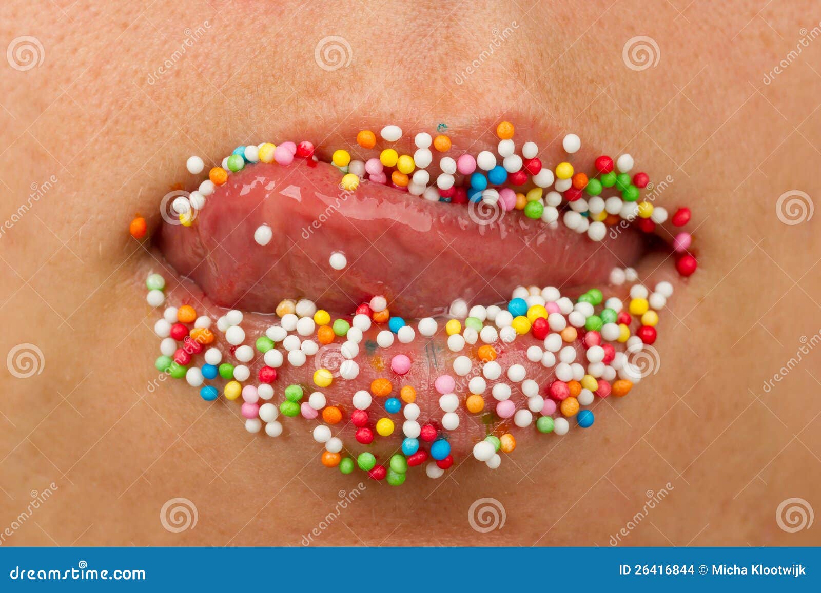 Woman Lips with Multicolored Pearls Stock Photo - Image of playful ...
