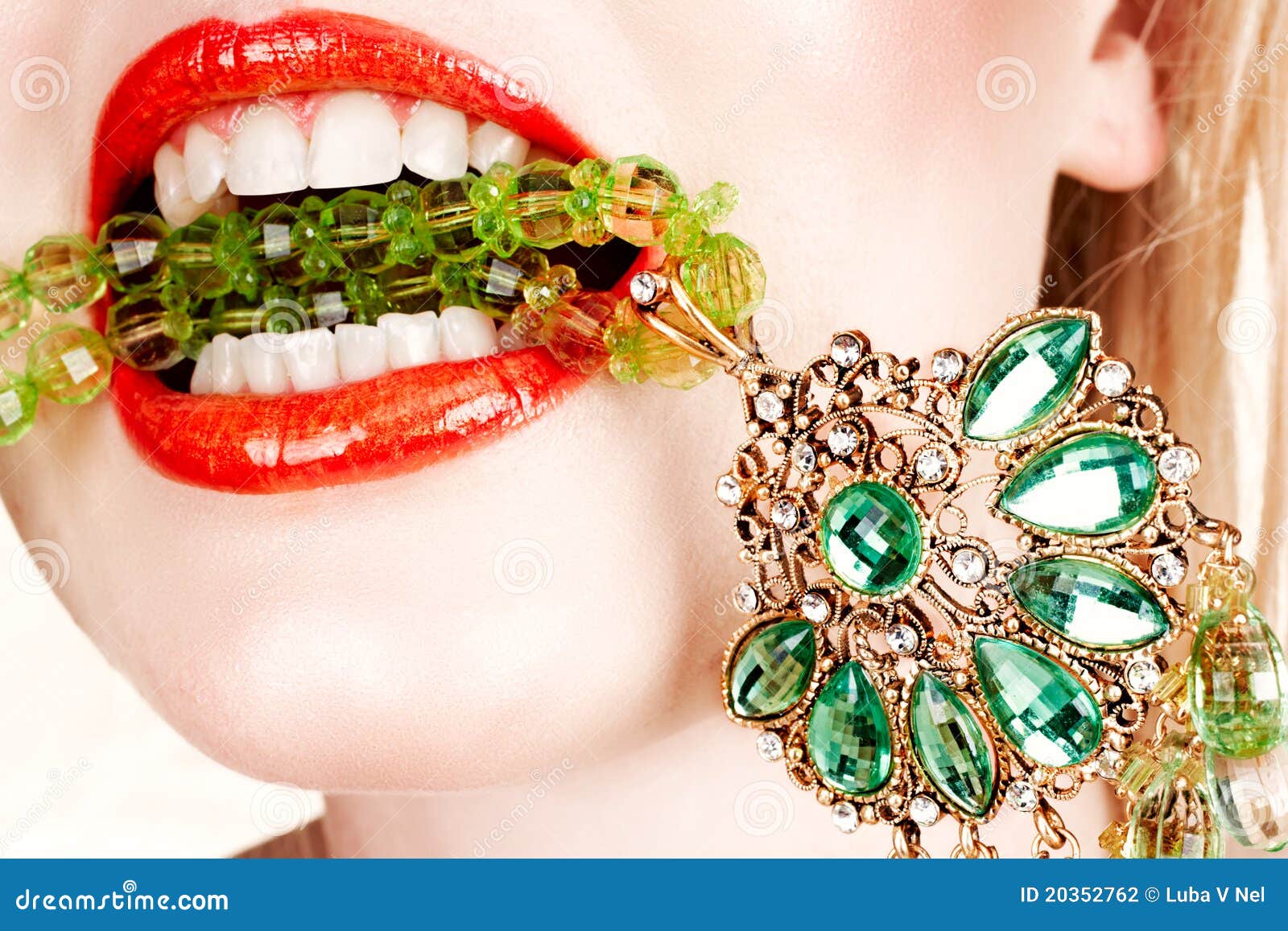 Woman lips with necklace stock photo. Image of accessories - 20352762