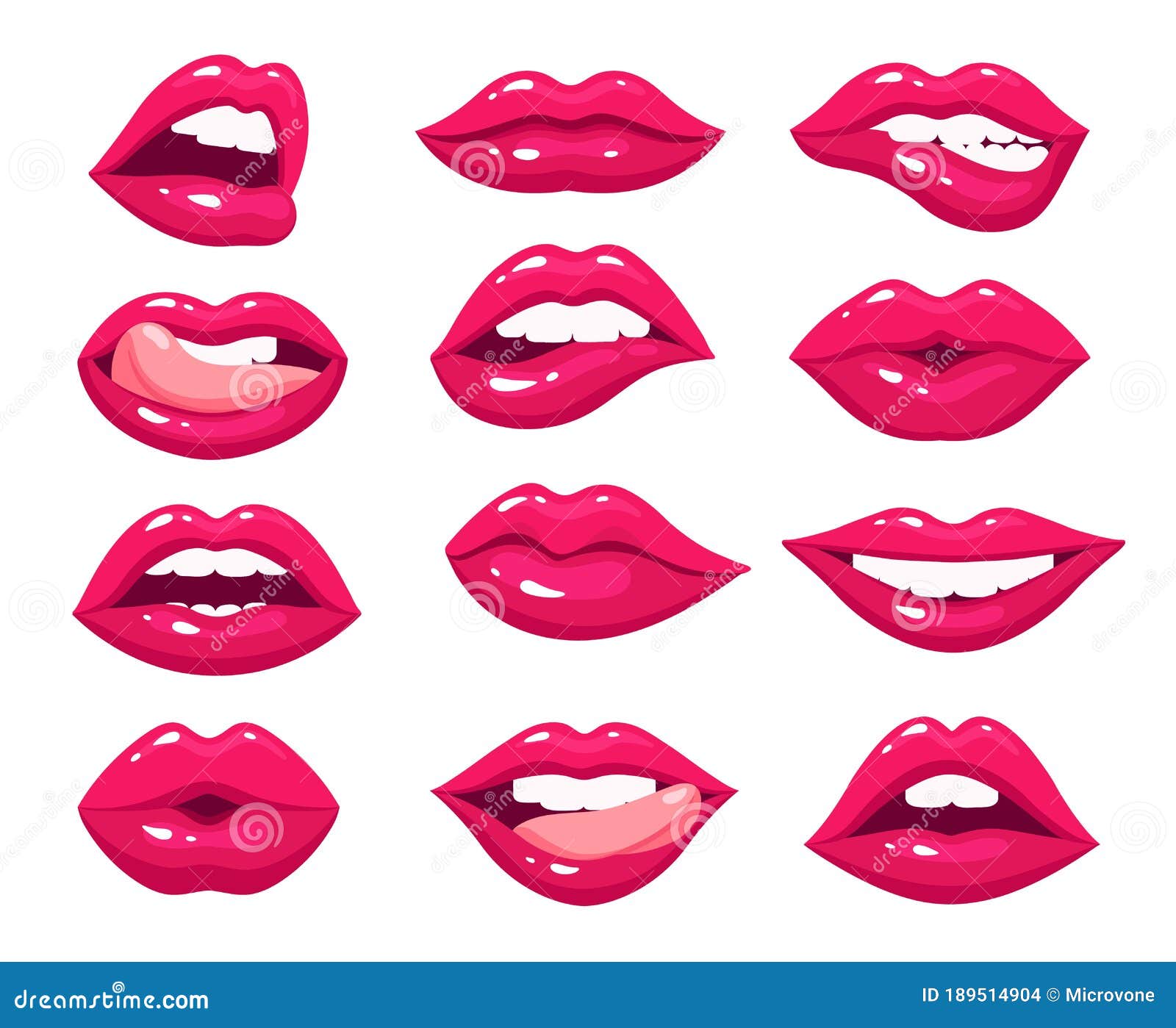 Lip Kiss Open Mouth With Teeth Banner Vector Cartoon Illustration