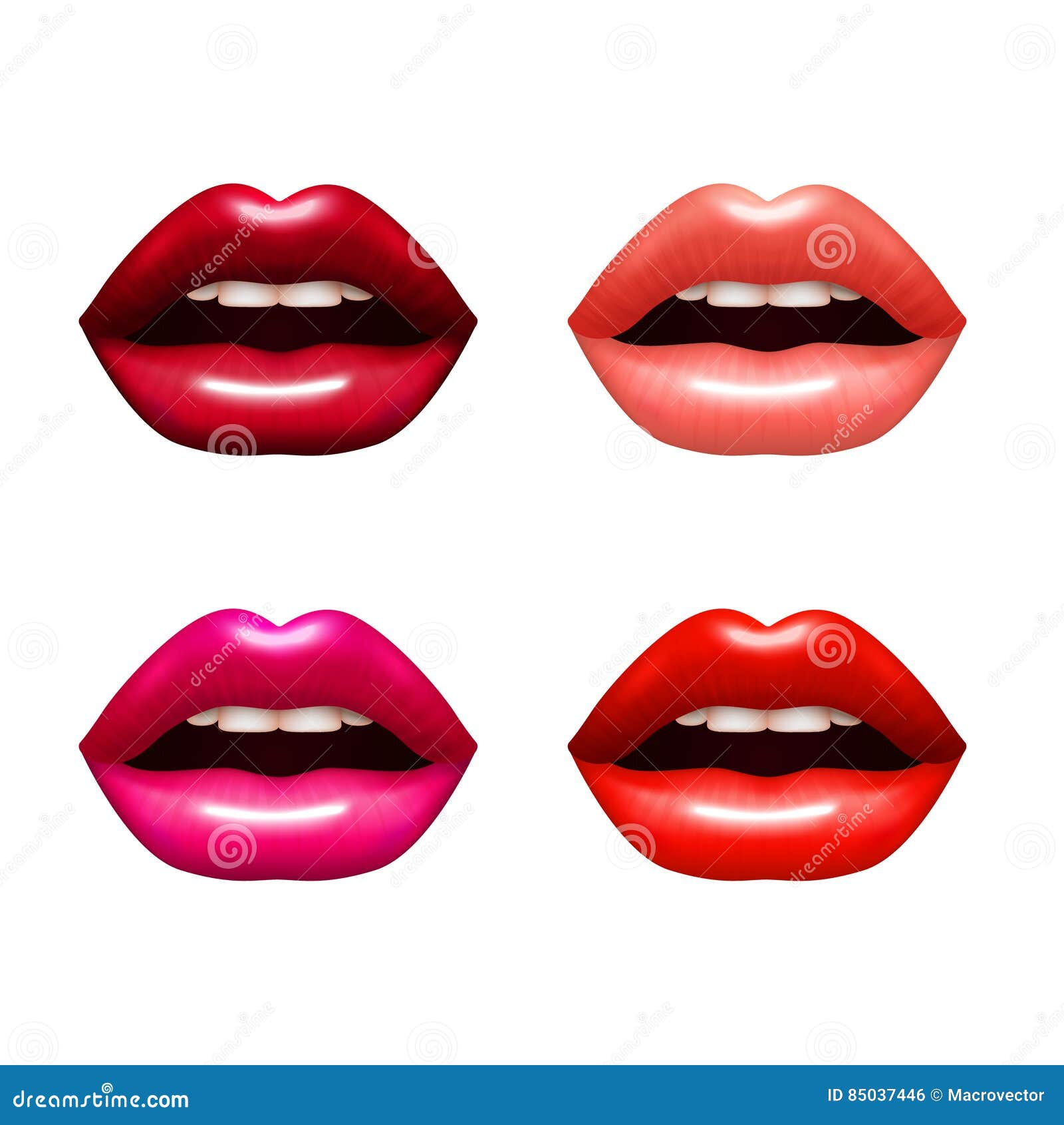 Woman Lips Stylish Slightly Open Mouth Isolated 3d Realistic Fashion ...