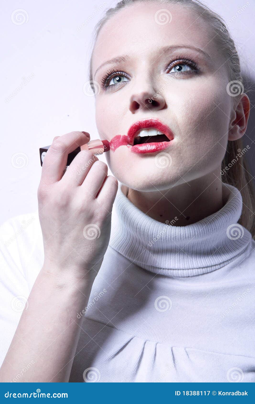 Woman with lipstick stock image. Image of lipstick, head - 18388117