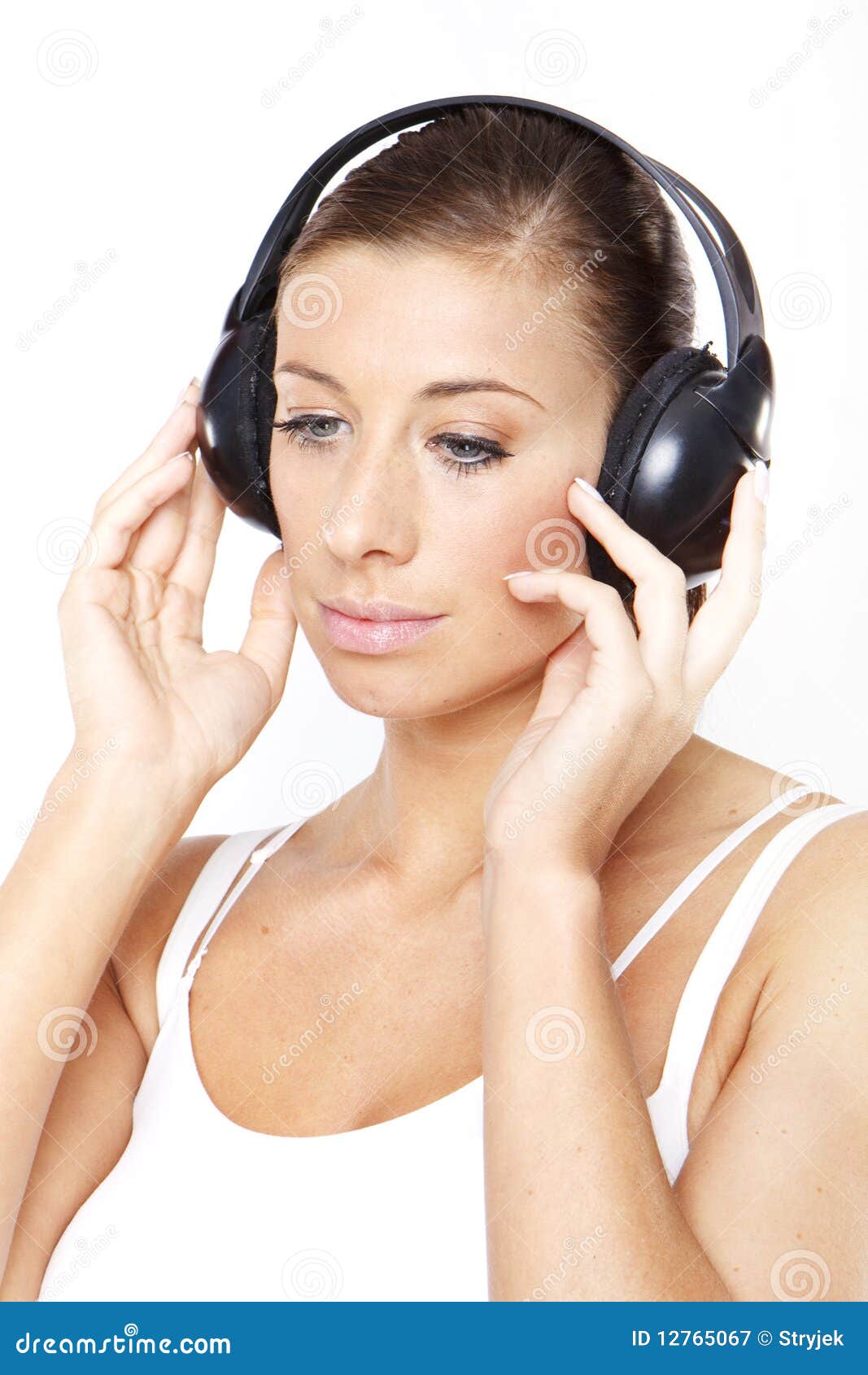 Woman listen music stock image. Image of attractive, lifestyle - 12765067