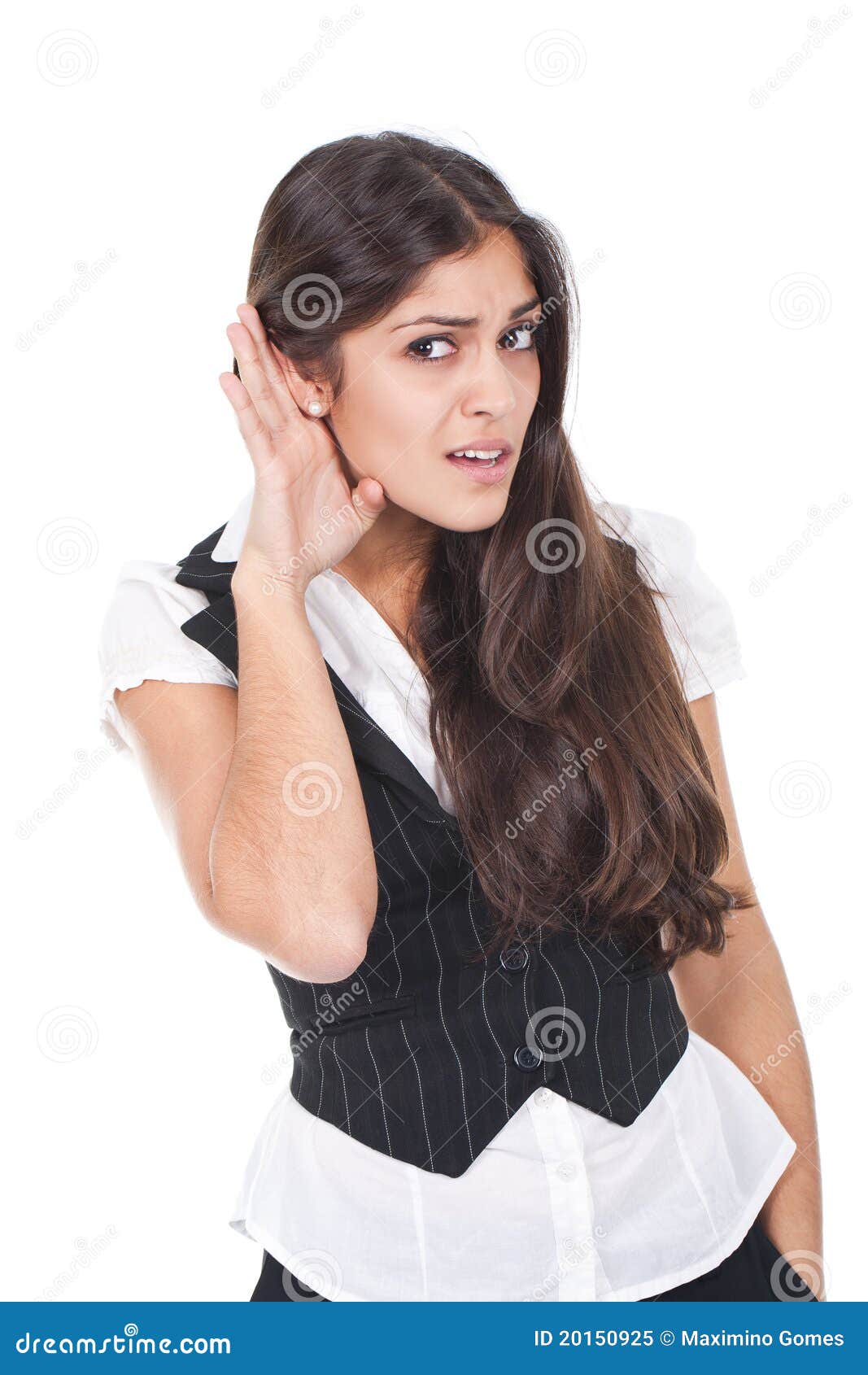 Woman listening stock image. Image of head, indoor, girl - 20150925