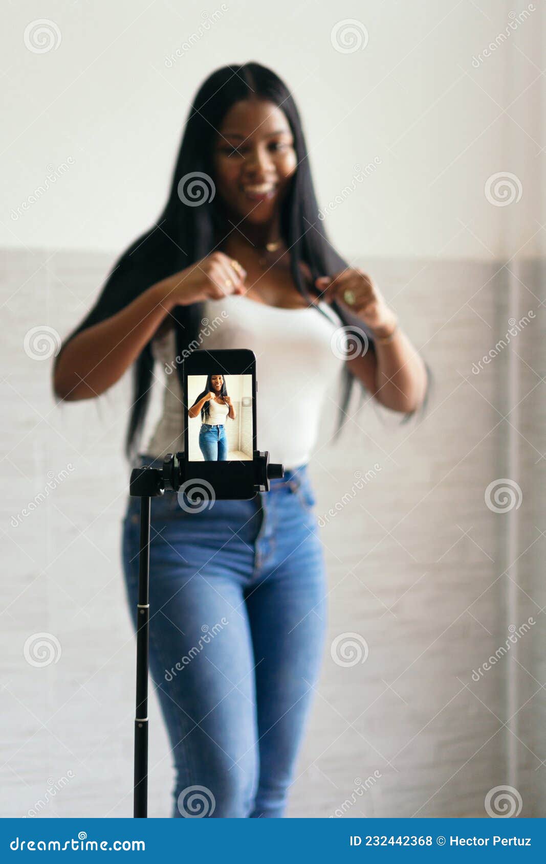Woman Live Streaming Herself Dancing Stock Photo - Image of creativity ...