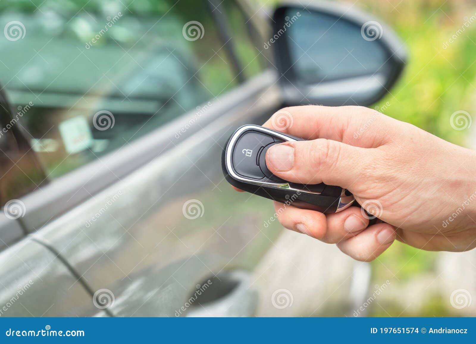 Woman Lock or Unlock Her Car with Car Remote Control Stock Photo ...