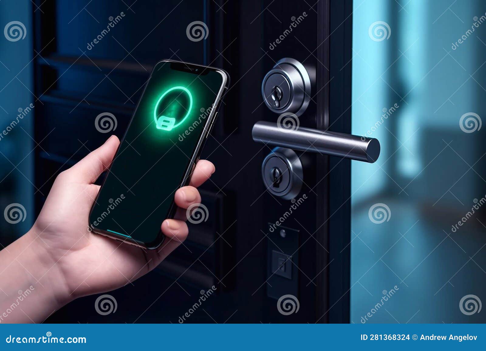 Woman Locking Smartlock on the Entrance Door Using a Smart Phone ...