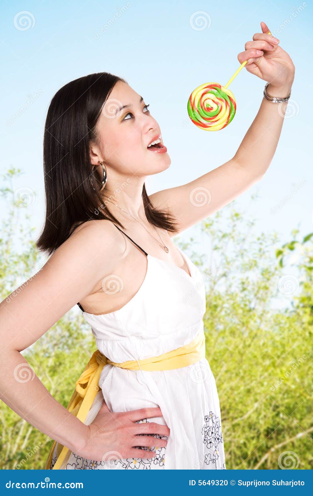 Woman and lollipop stock photo. Image of park, beautiful - 5649320