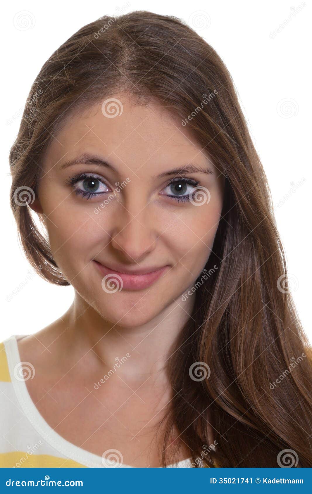 Woman With Long Brown Hair Looking At Camera Stock Image Image Of