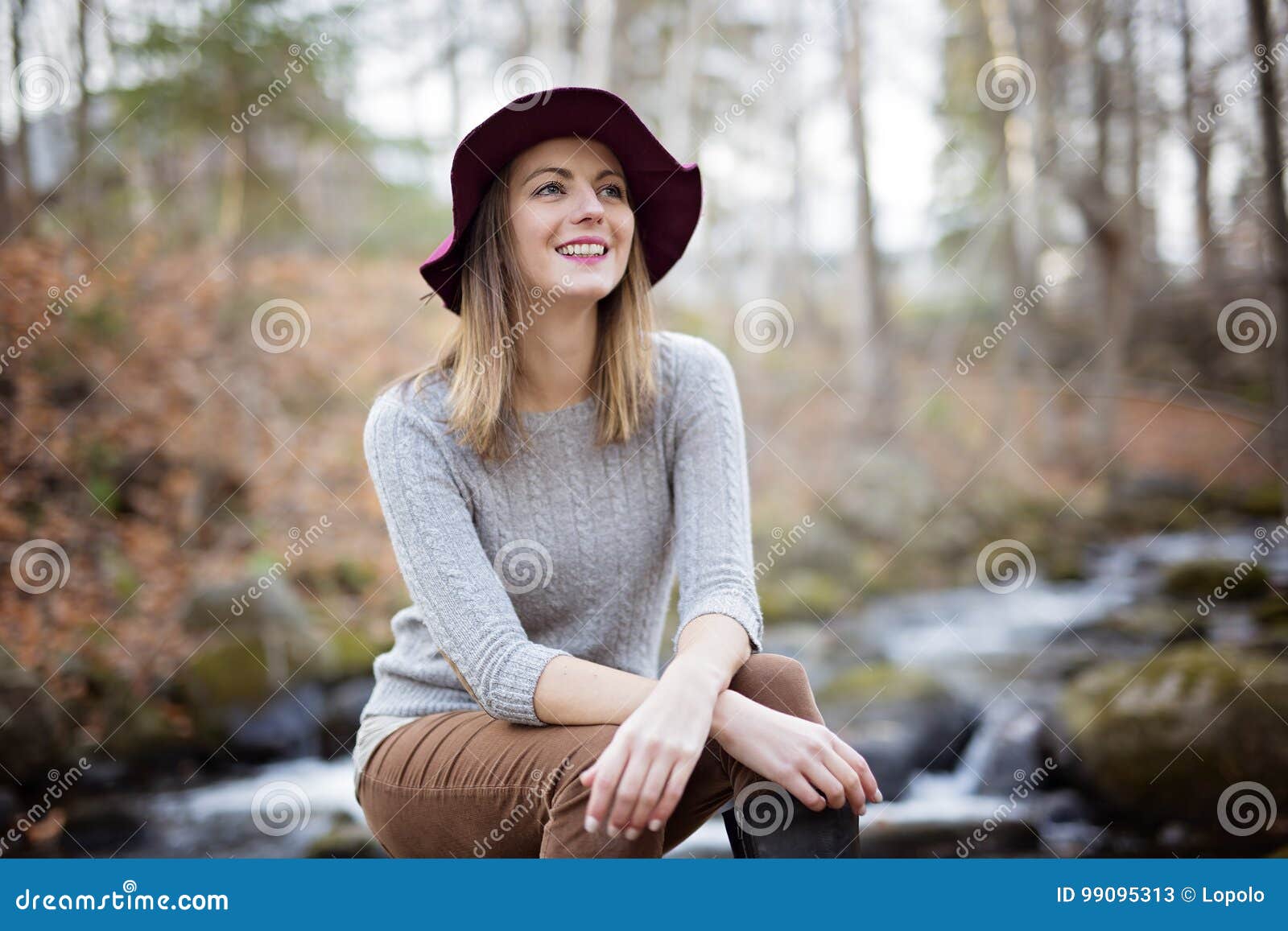 Woman with Long Hair, Fedora Hat Stock Image - Image of balcony ...
