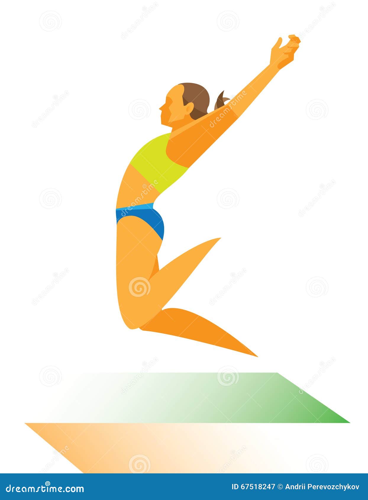 Woman Long Jumper Performs the Winning Jump Stock Vector - Illustration ...