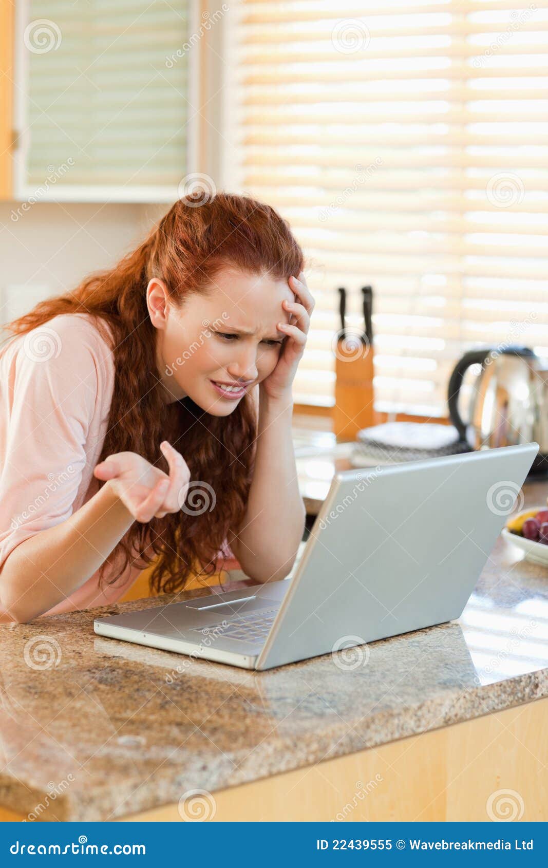 Woman Looking Annoyed at Her Laptop Stock Image - Image of beautiful ...