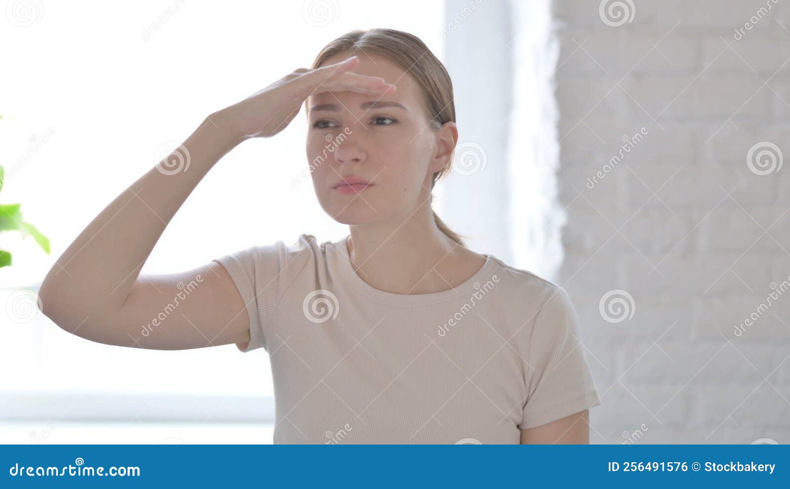 Woman Looking Around, Searching New Path Stock Photo - Image of ...