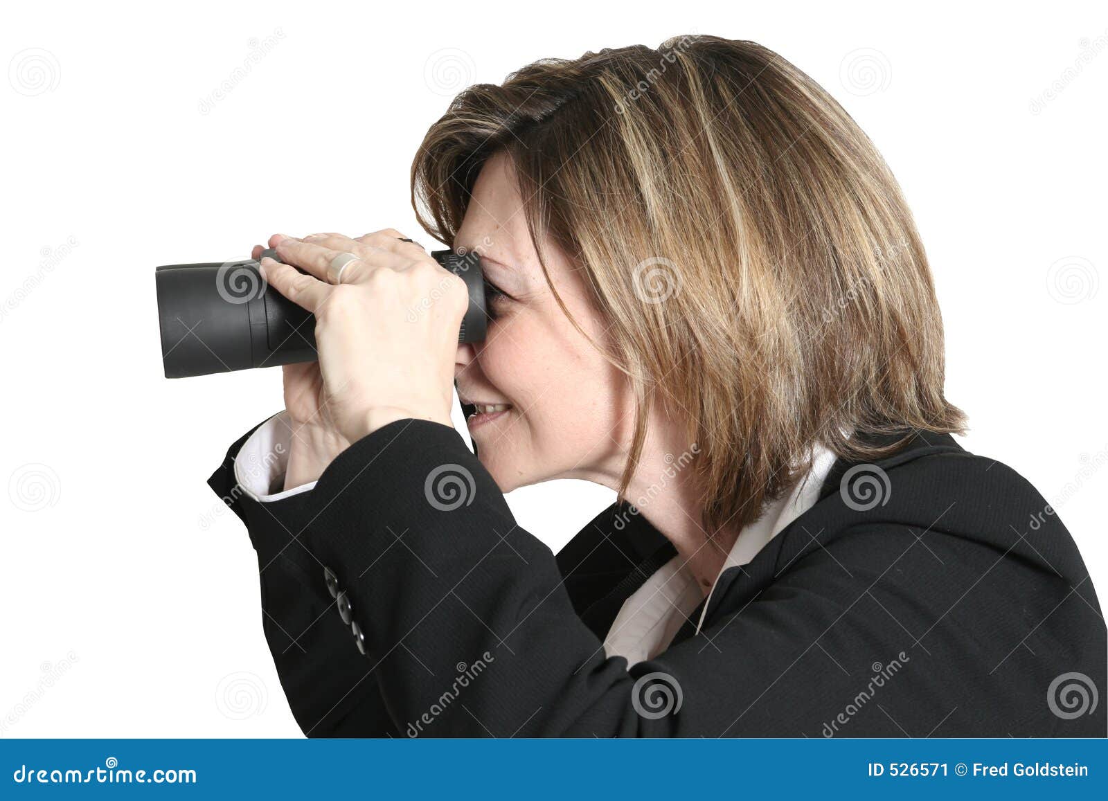 Woman Looking with Binoculars Stock Image - Image of viewing, magnify ...