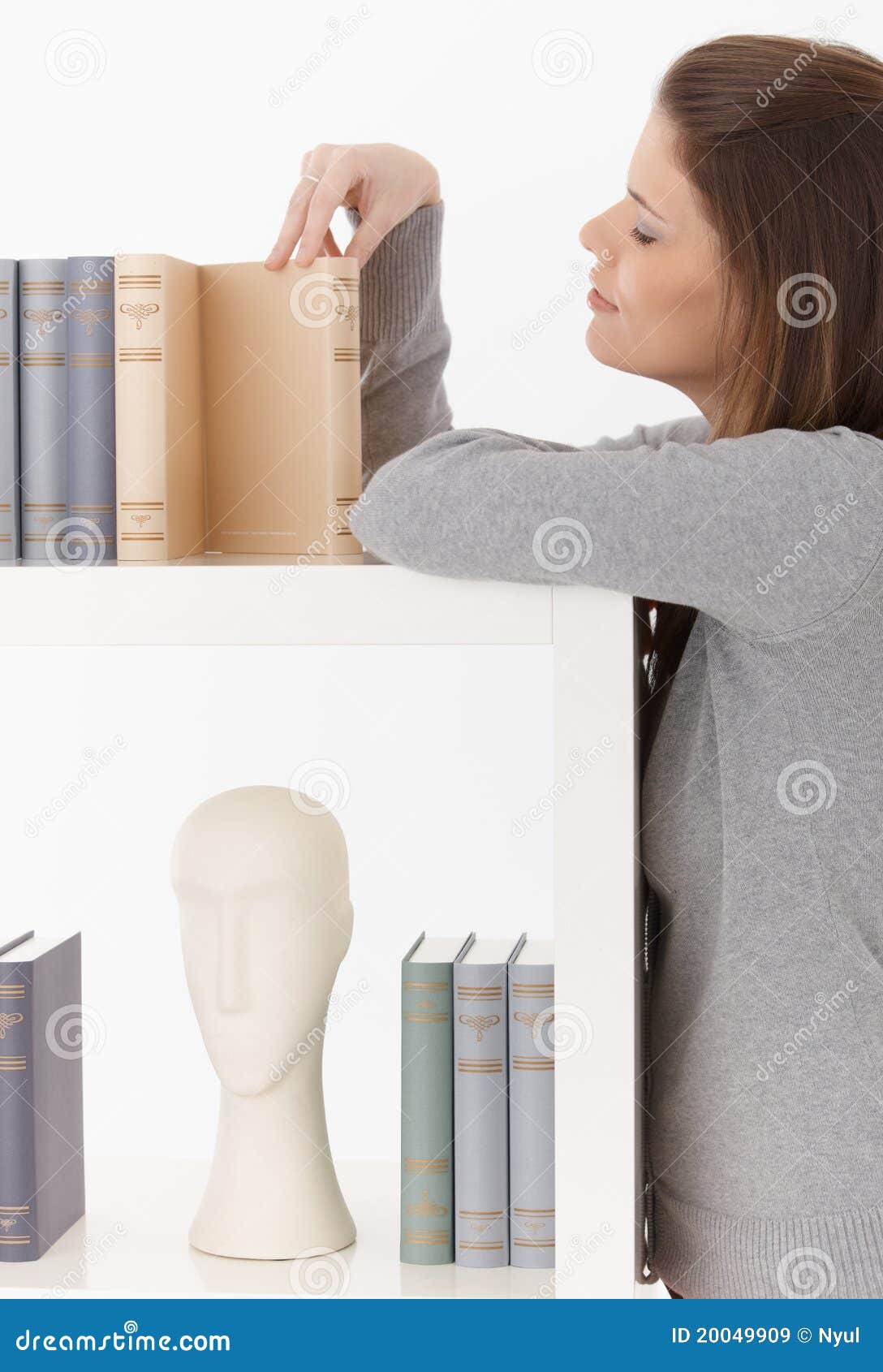 Woman Looking at Books on Shelf Stock Image - Image of exercise ...
