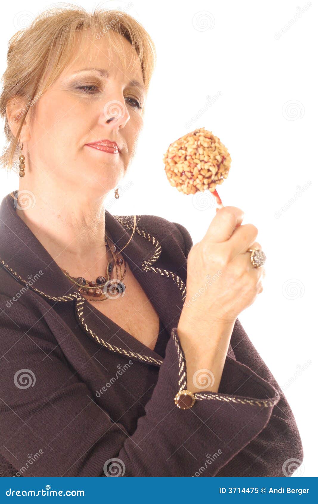 Woman Looking at Candy Apple Stock Image - Image of beautiful, lady ...