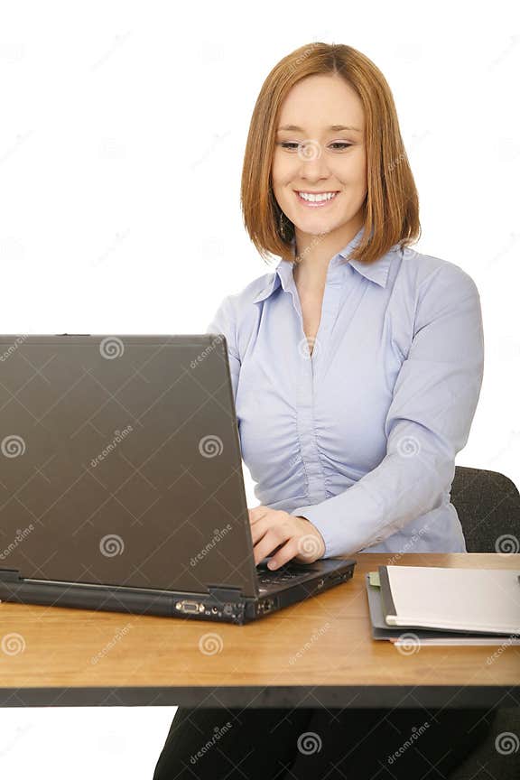Woman Looking at Computer stock photo. Image of smile - 5778106