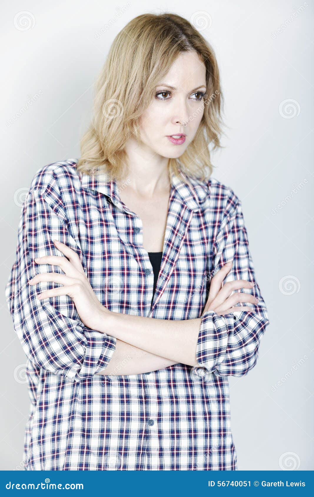 Woman looking concerned stock image. Image of home, beautiful - 56740051