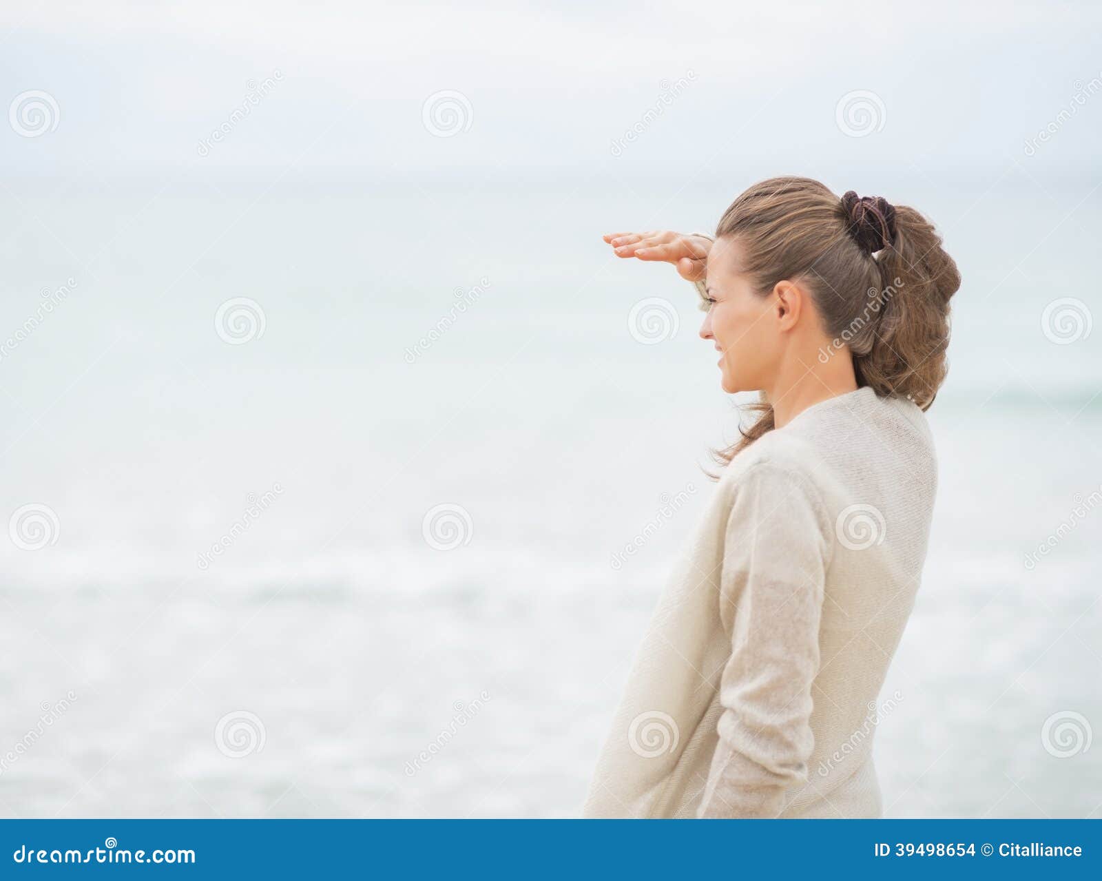 Woman Looking into Distance on Beach Stock Photo - Image of life ...