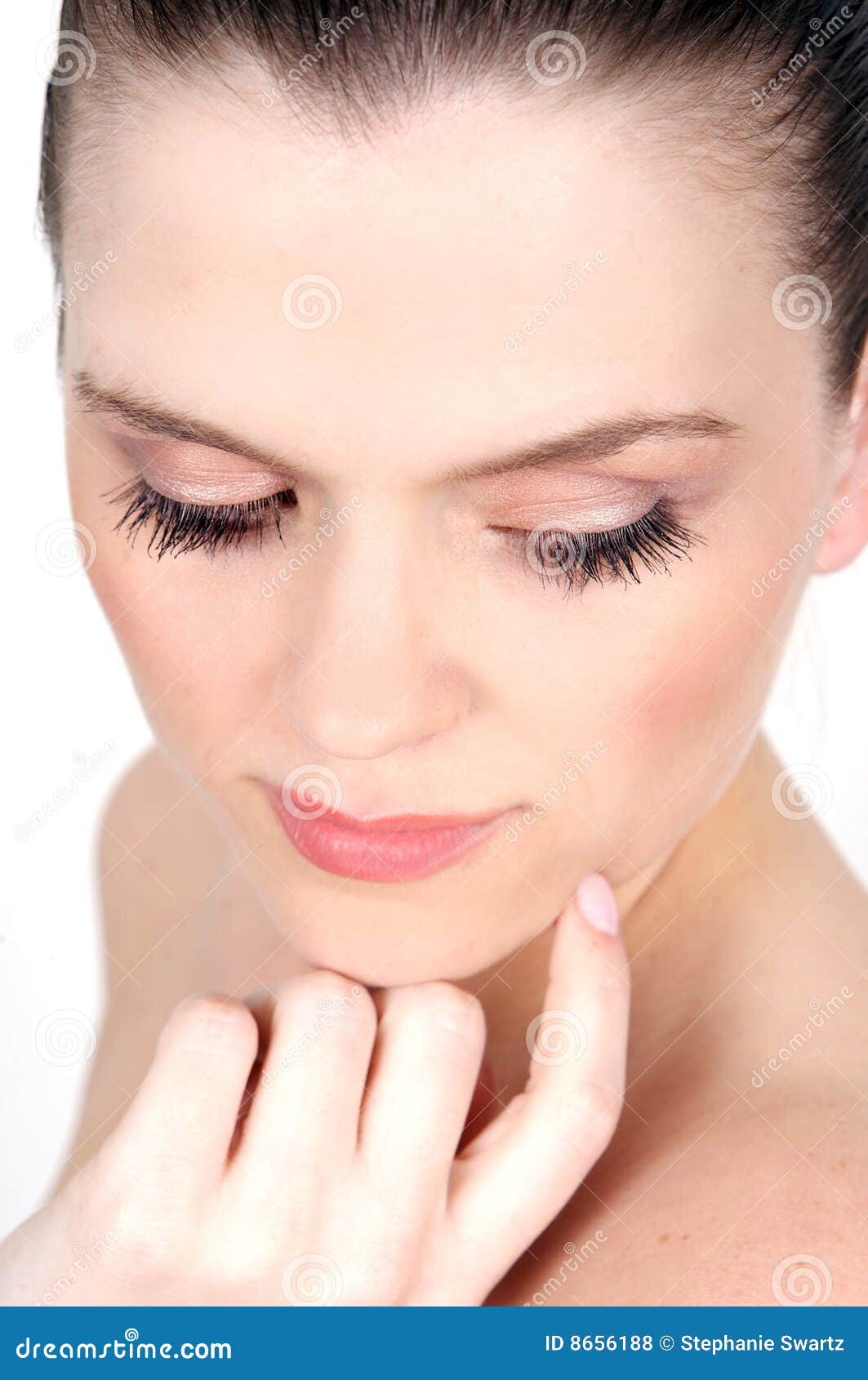 Woman looking down stock photo. Image of look, brunette - 8656188