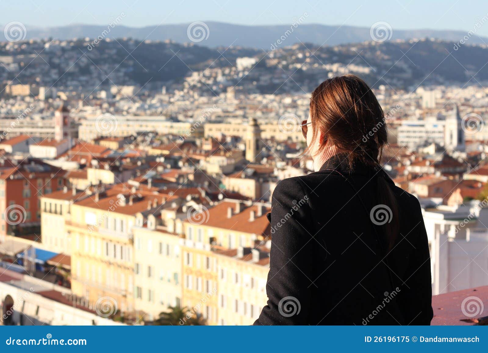 Woman Looking Down at the City of Nice Stock Image - Image of building ...
