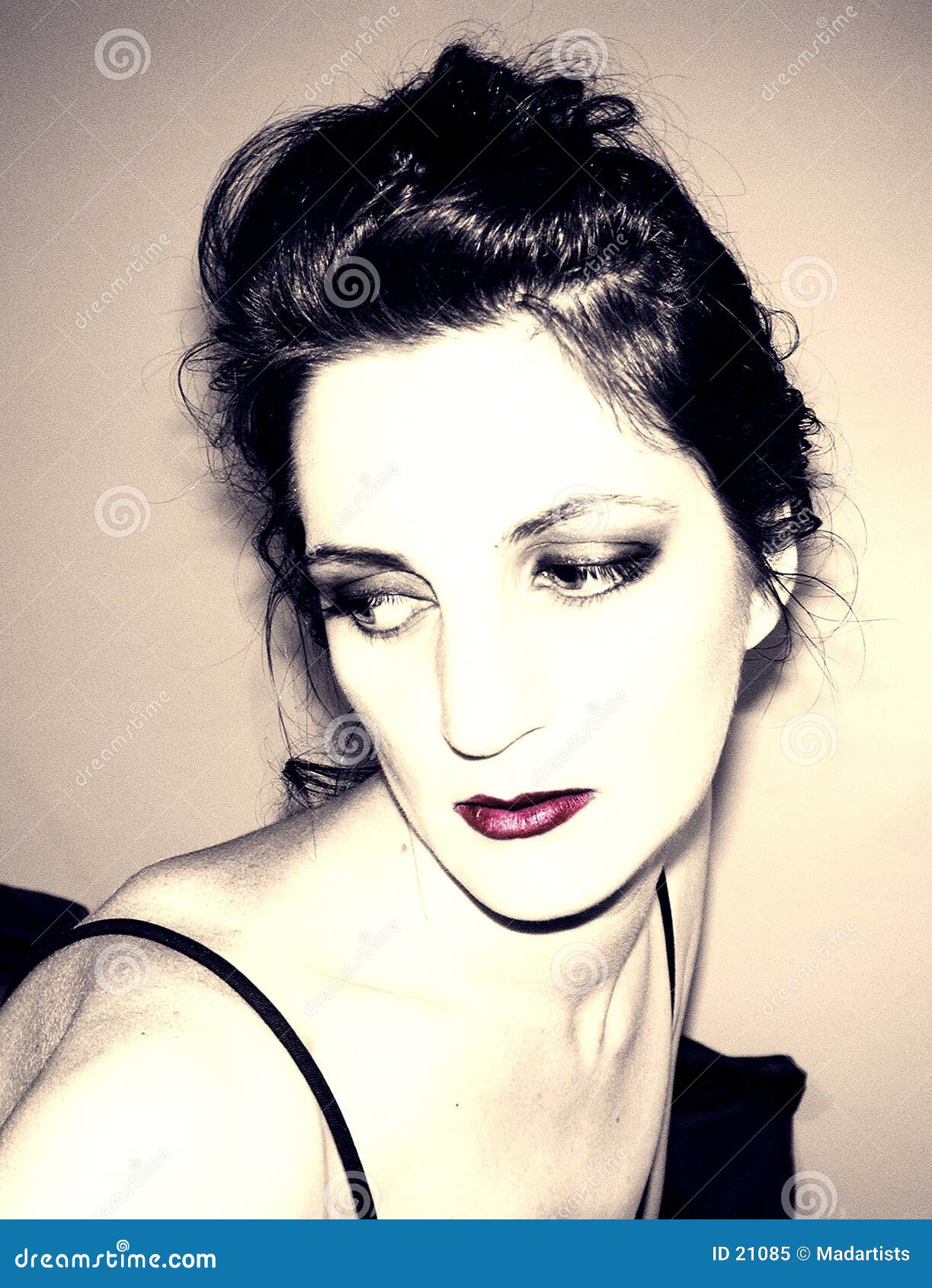 Woman Looking Down Portrait Stock Image - Image of face, abstract: 21085