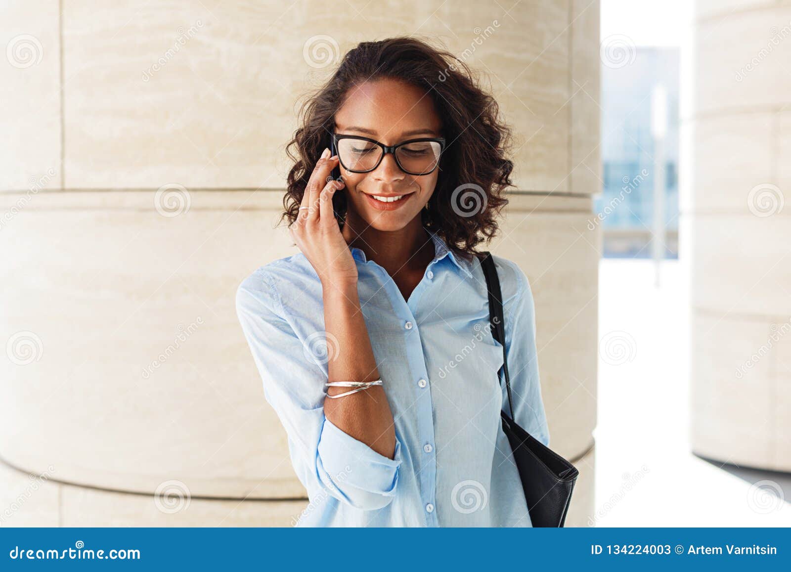 Woman looking down stock image. Image of communication - 134224003
