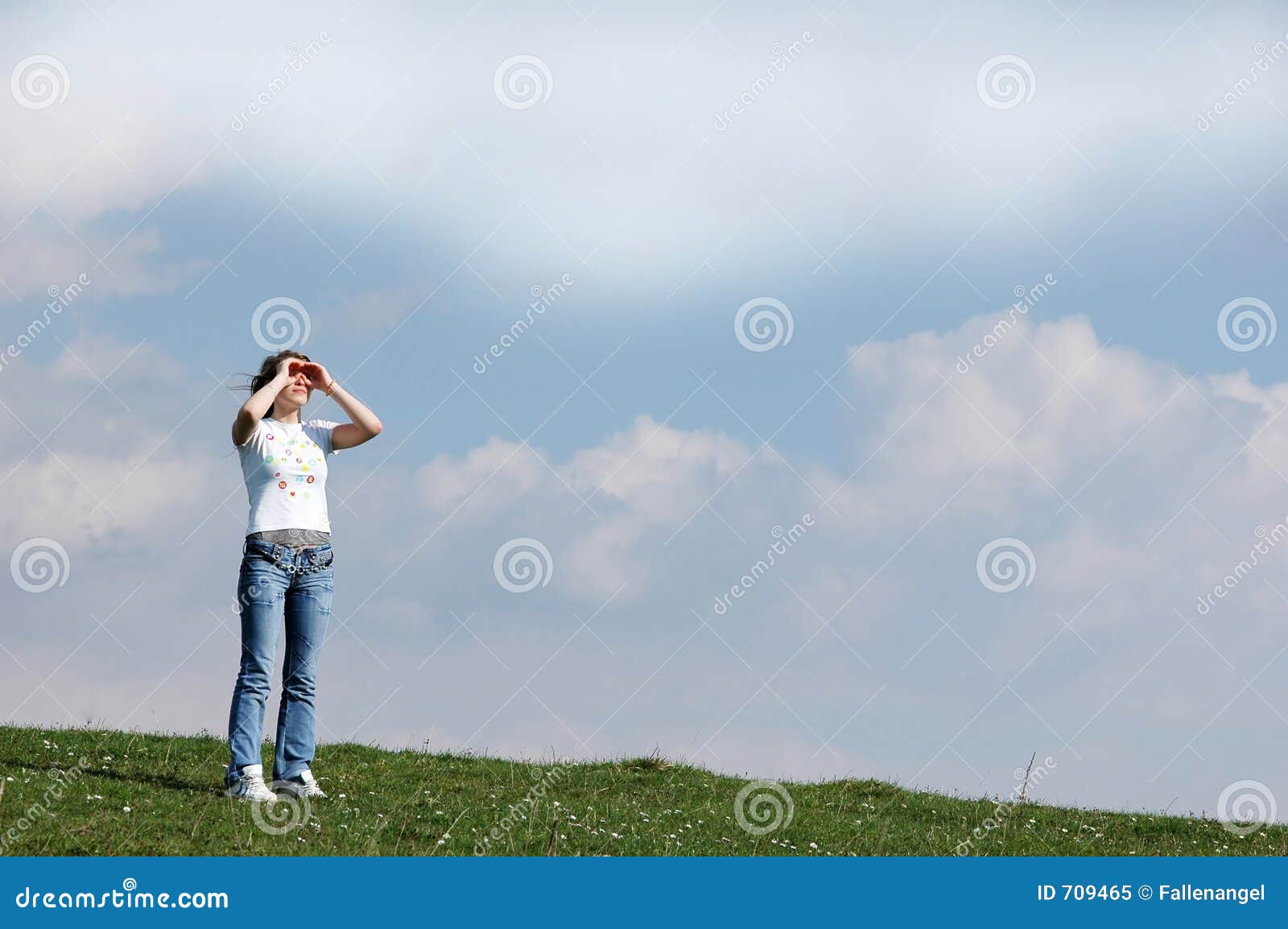 Woman looking far far away stock image. Image of vacations - 709465