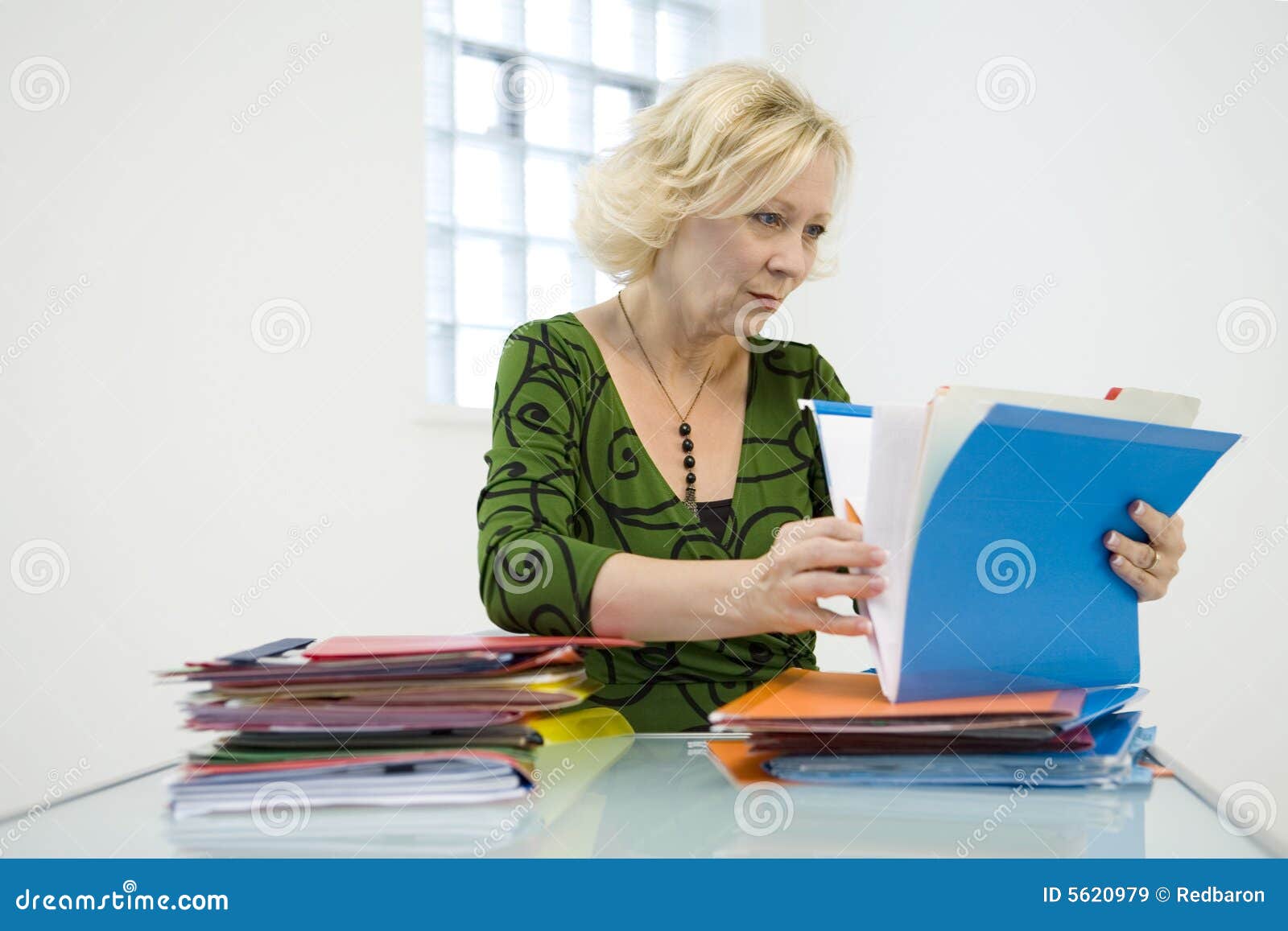 Woman Looking through Files Stock Image - Image of office, executor ...