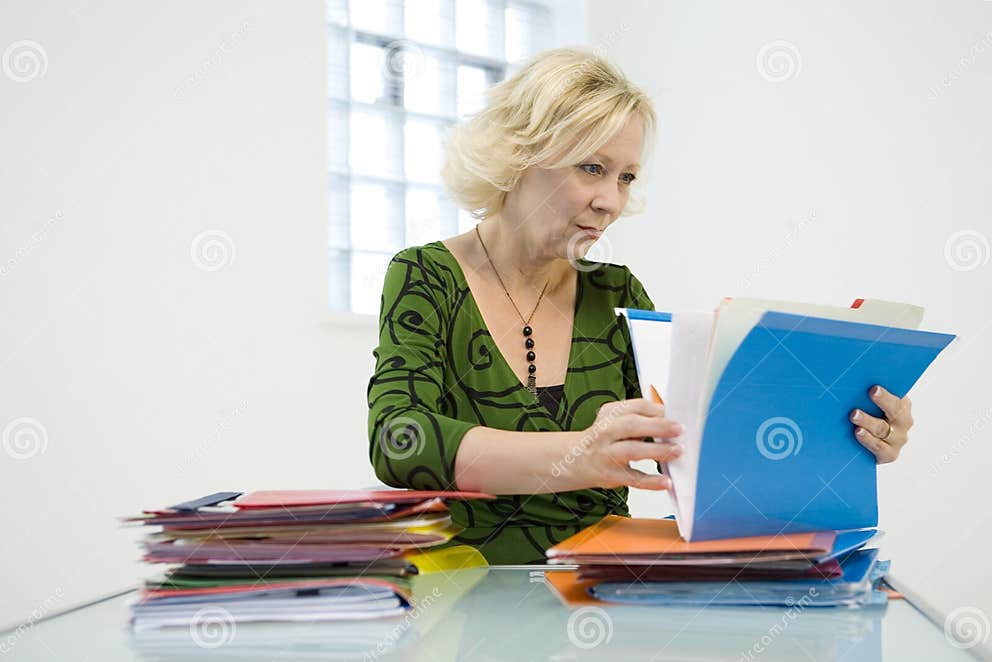 Woman Looking through Files Stock Image - Image of office, executor ...