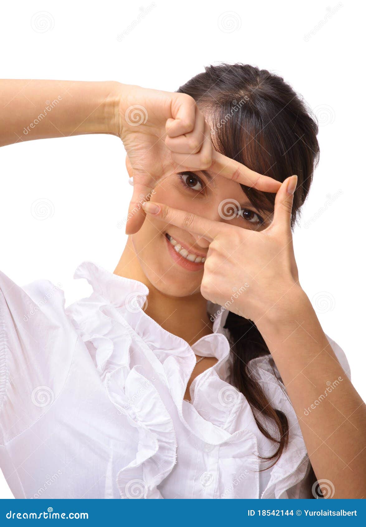 Woman Looking through Frame Stock Photo - Image of photographer, finger ...
