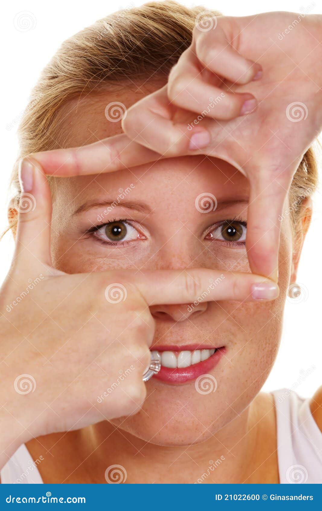 Woman Looking through a Frame Stock Photo - Image of liaision, girl ...