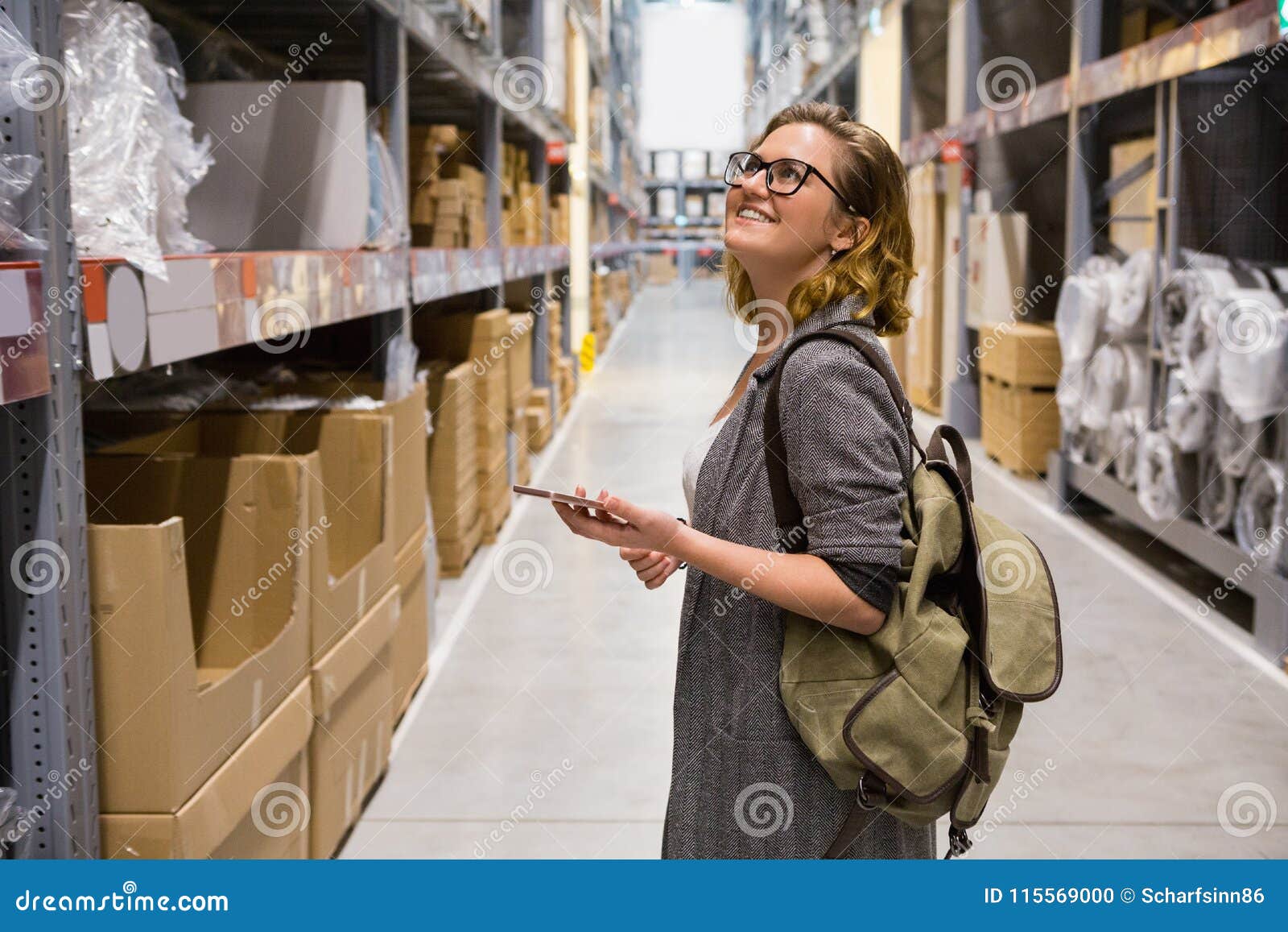 Woman in the Self-service Warehouse Stock Photo - Image of mobile ...