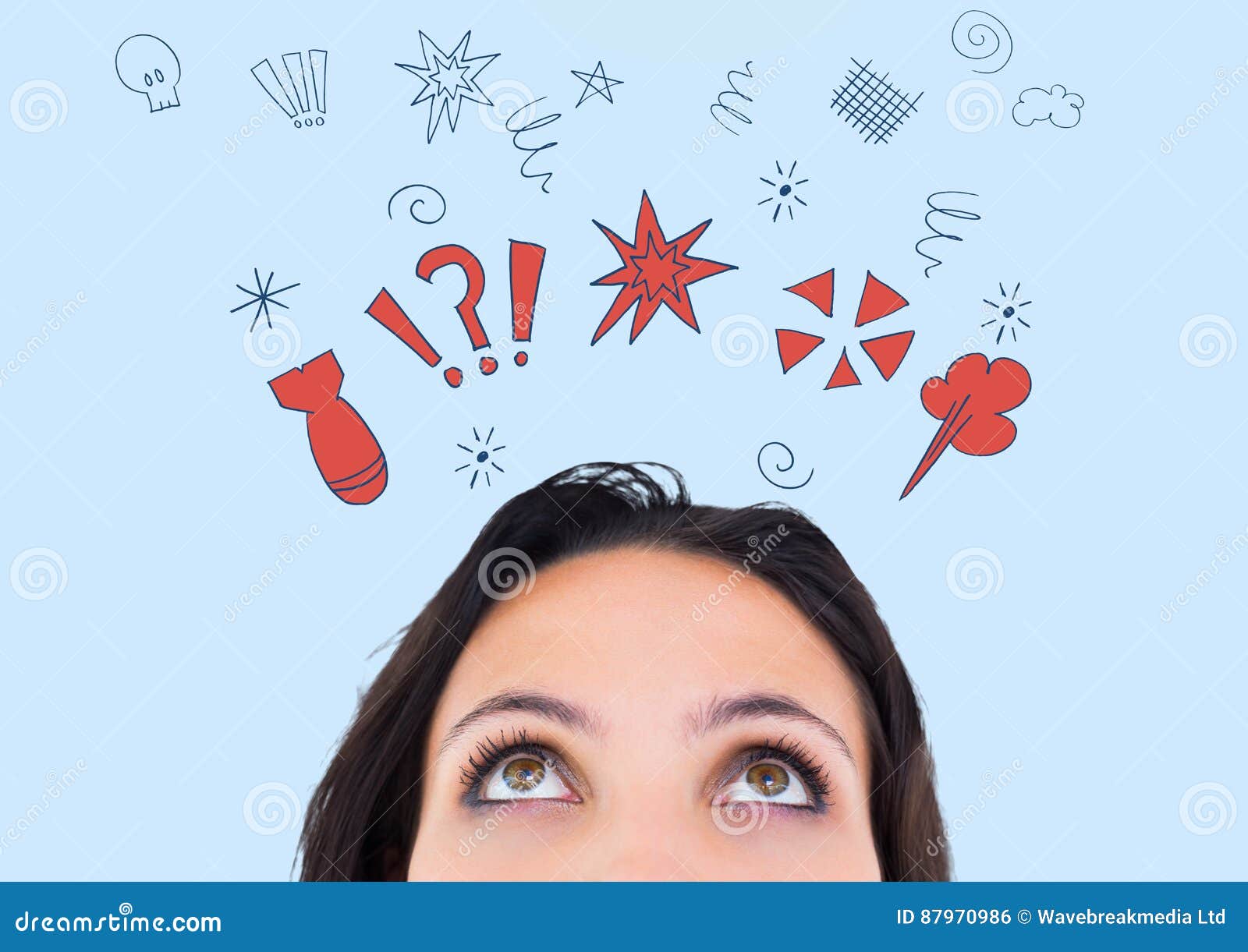 Woman Looking at Graphics Sign Stock Photo - Image of expletive, people ...