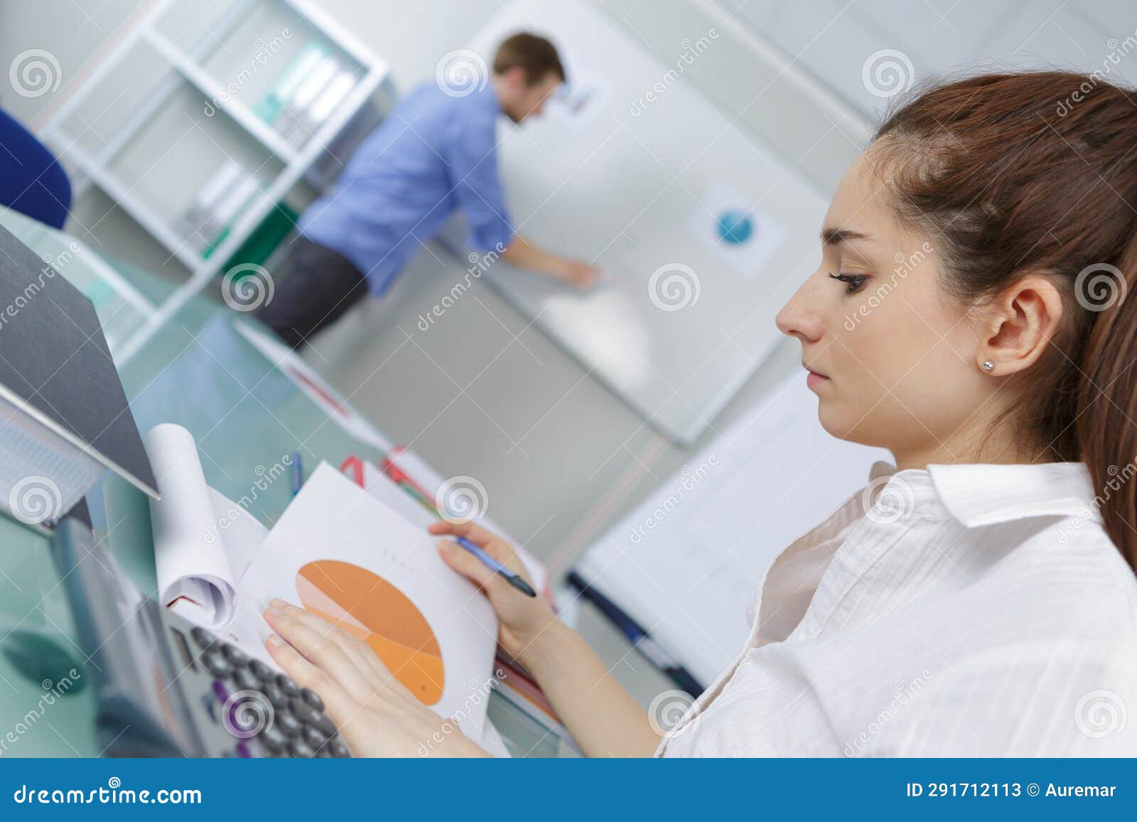 Woman Looking at Handwritten Notes and Diagram Stock Image - Image of ...