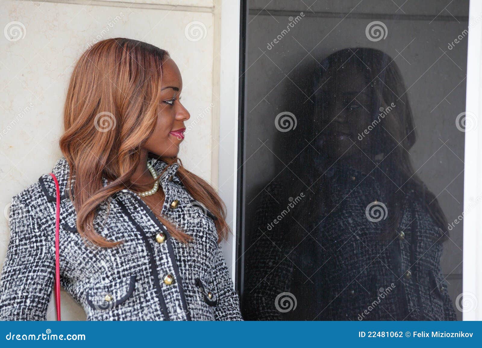 Woman Looking at Her Reflection Stock Photo - Image of twenties ...