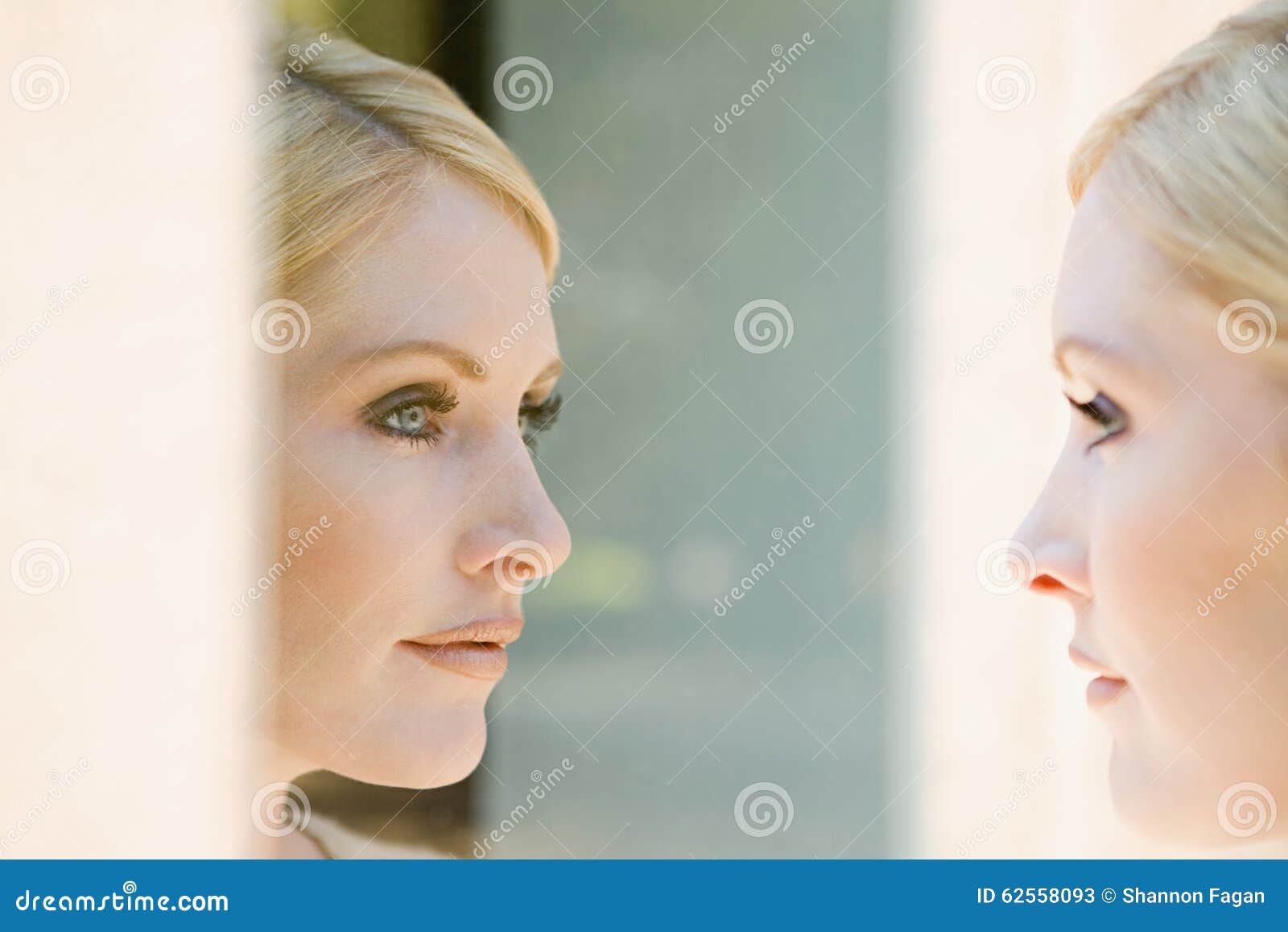 Woman Looking at Her Reflection Stock Image - Image of business ...