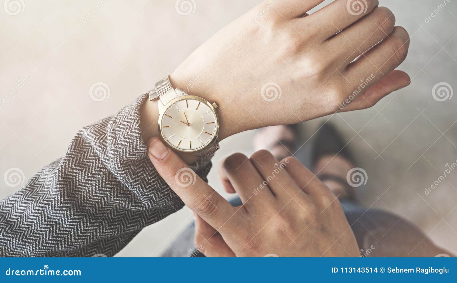 Woman Looking Her Watch Stand Up Stock Photo - Image of checking, hurry ...