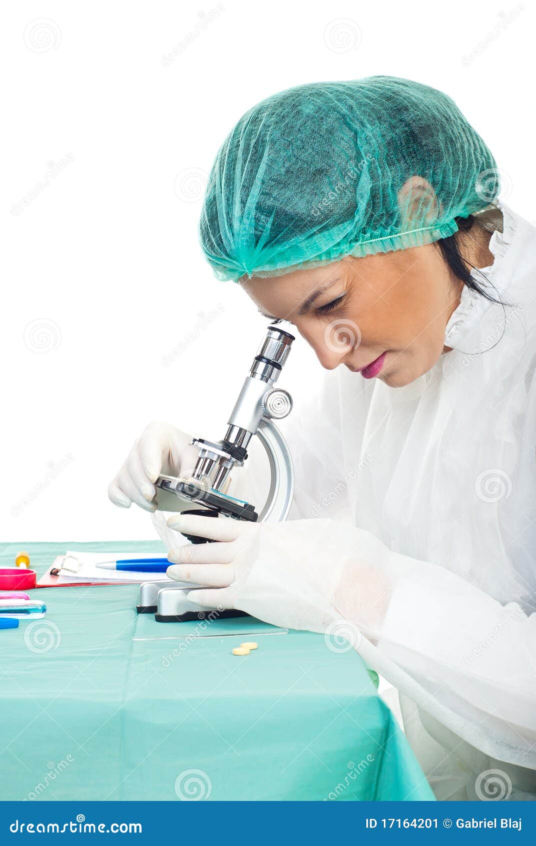 Woman Looking through Microscope Stock Image - Image of equipment ...