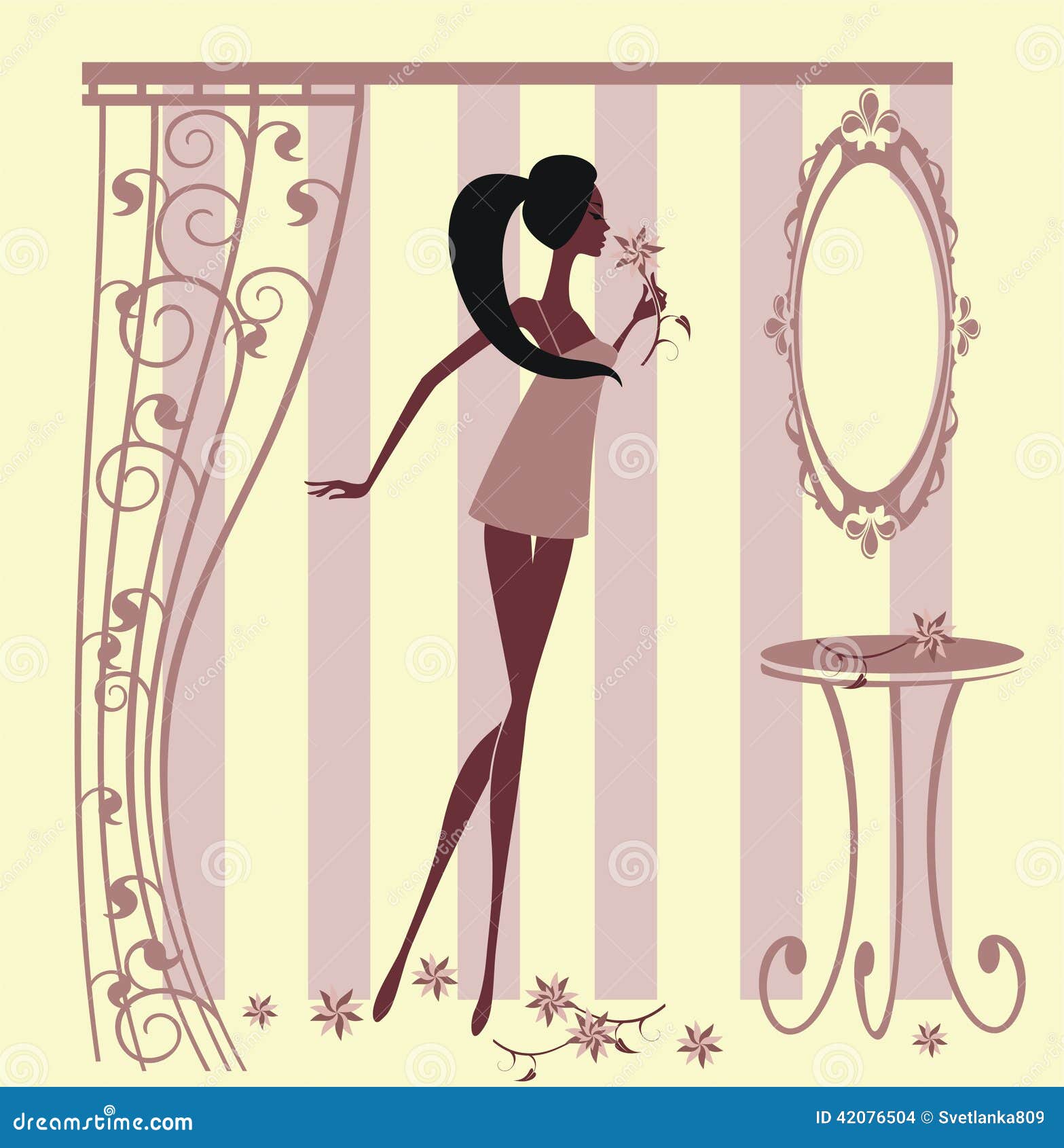 Woman looking at mirror stock vector. Illustration of fashion - 42076504