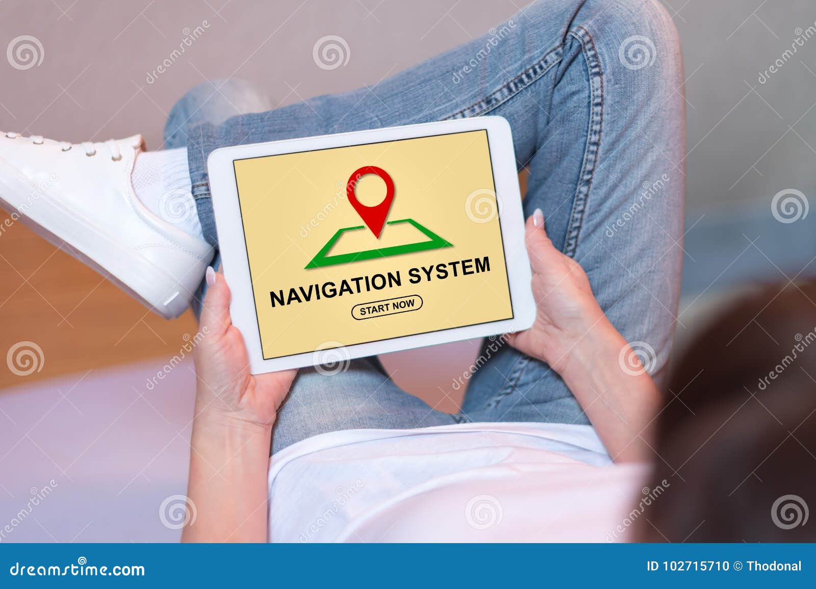 Navigation System Concept on a Tablet Stock Photo - Image of navigator ...