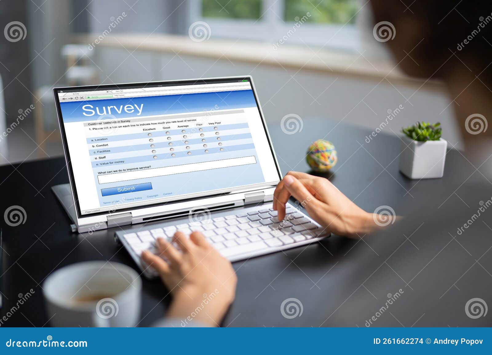 Woman Looking at Online Computer Survey Stock Photo - Image of ...