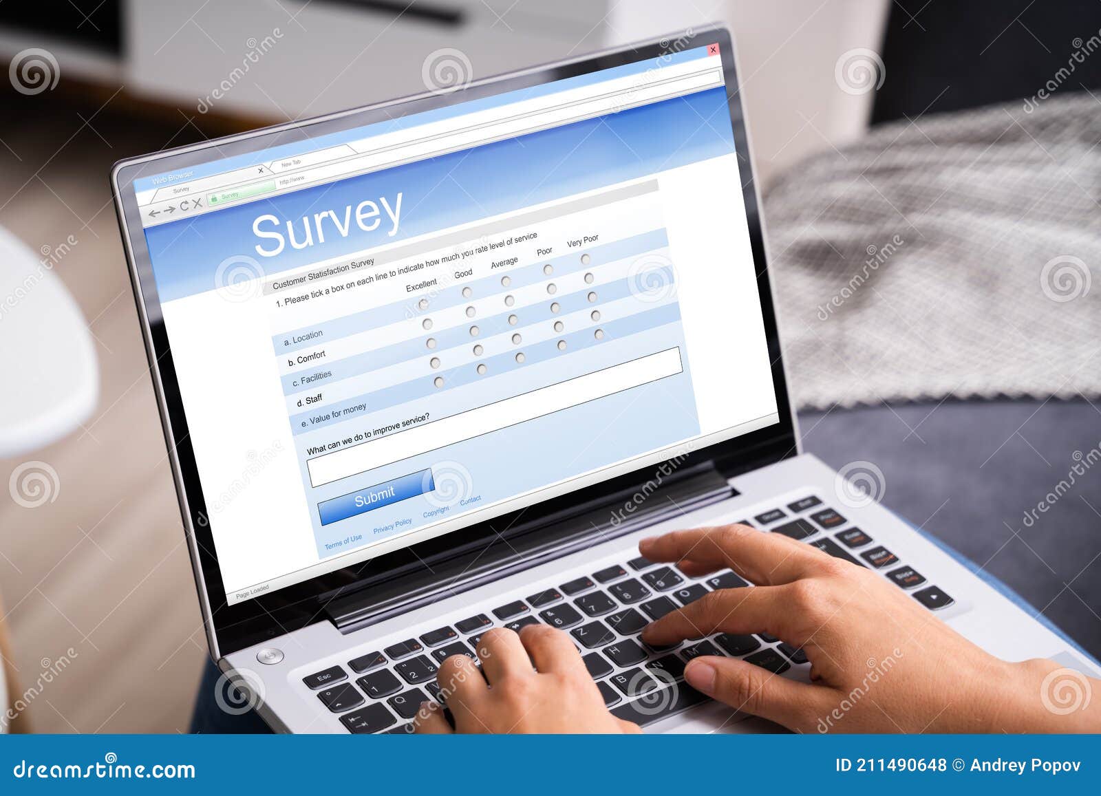 Woman Looking at Online Survey Laptop Computer Stock Photo - Image of ...