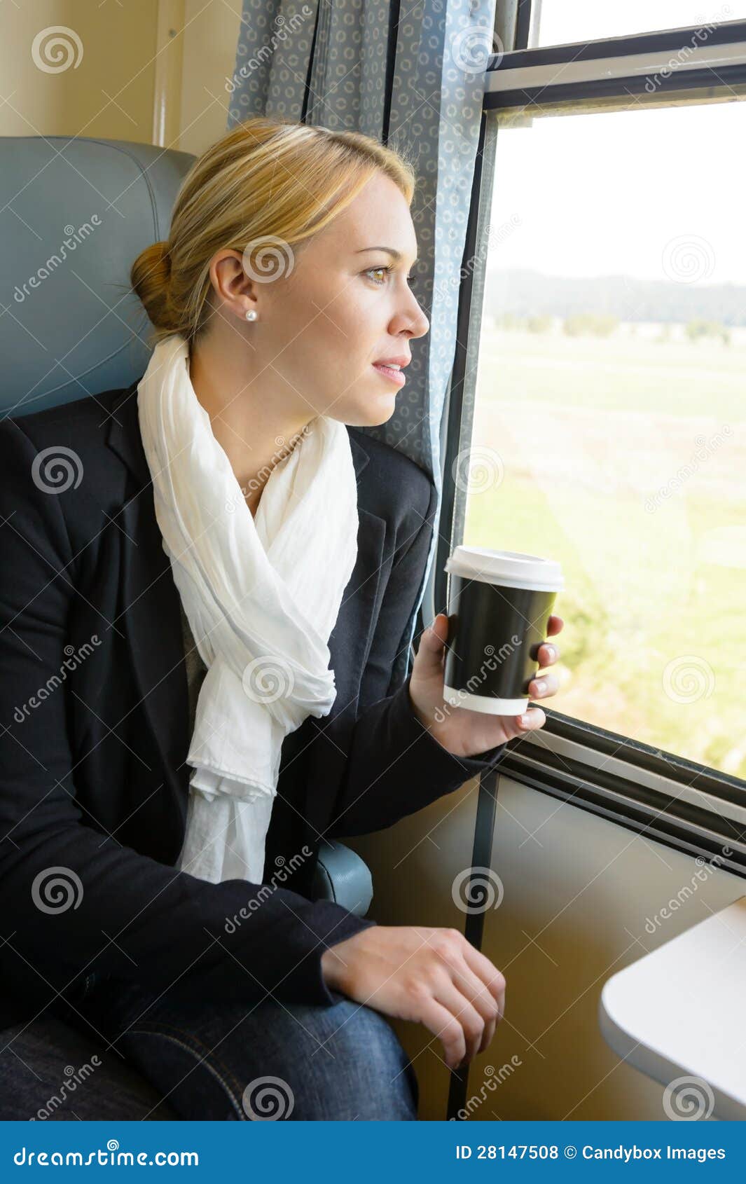 Woman Looking Out the Train Window Pensive Stock Photo - Image of ...