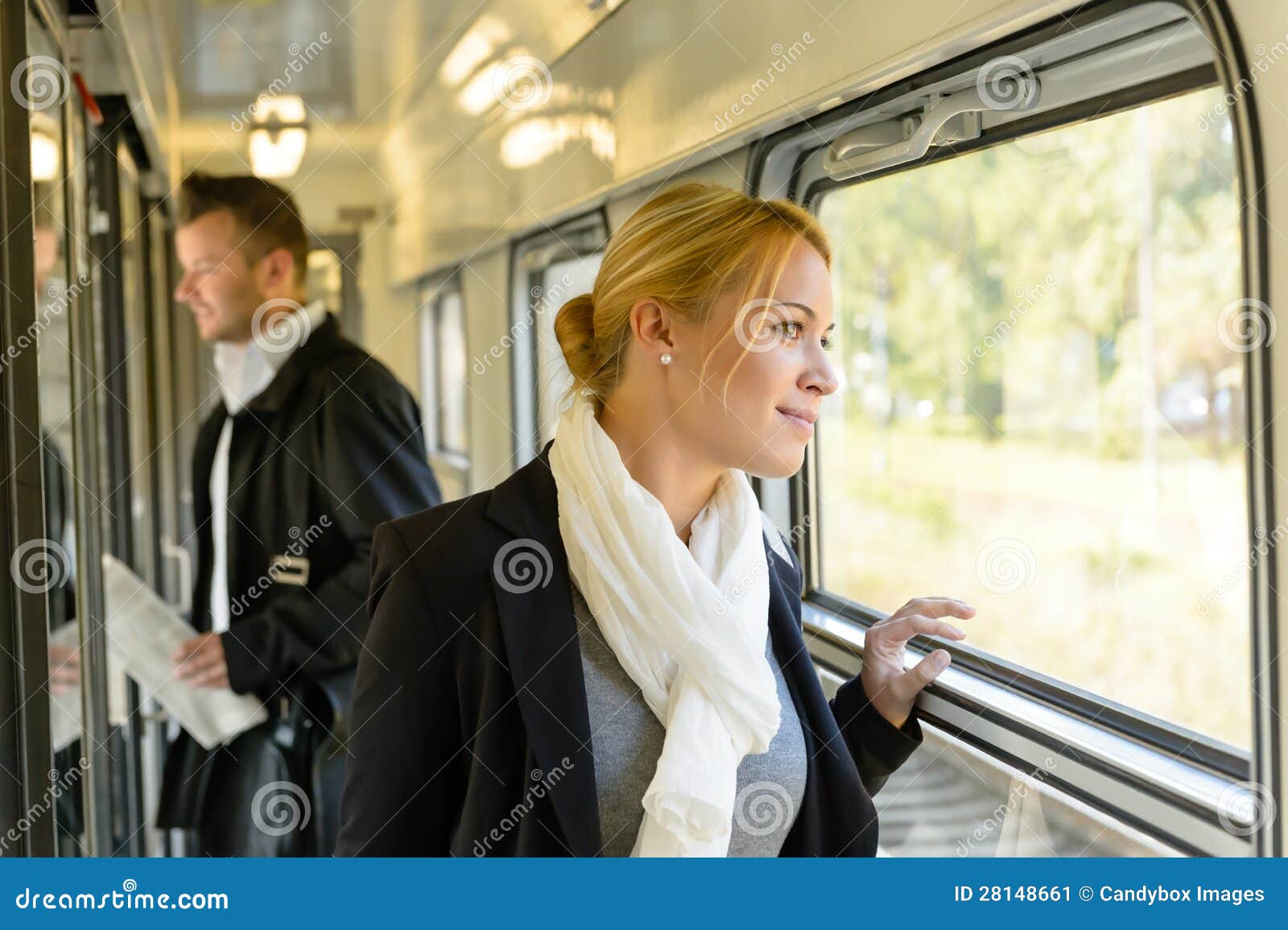 Woman Looking Out the Train Window Traveling Stock Image - Image of ...