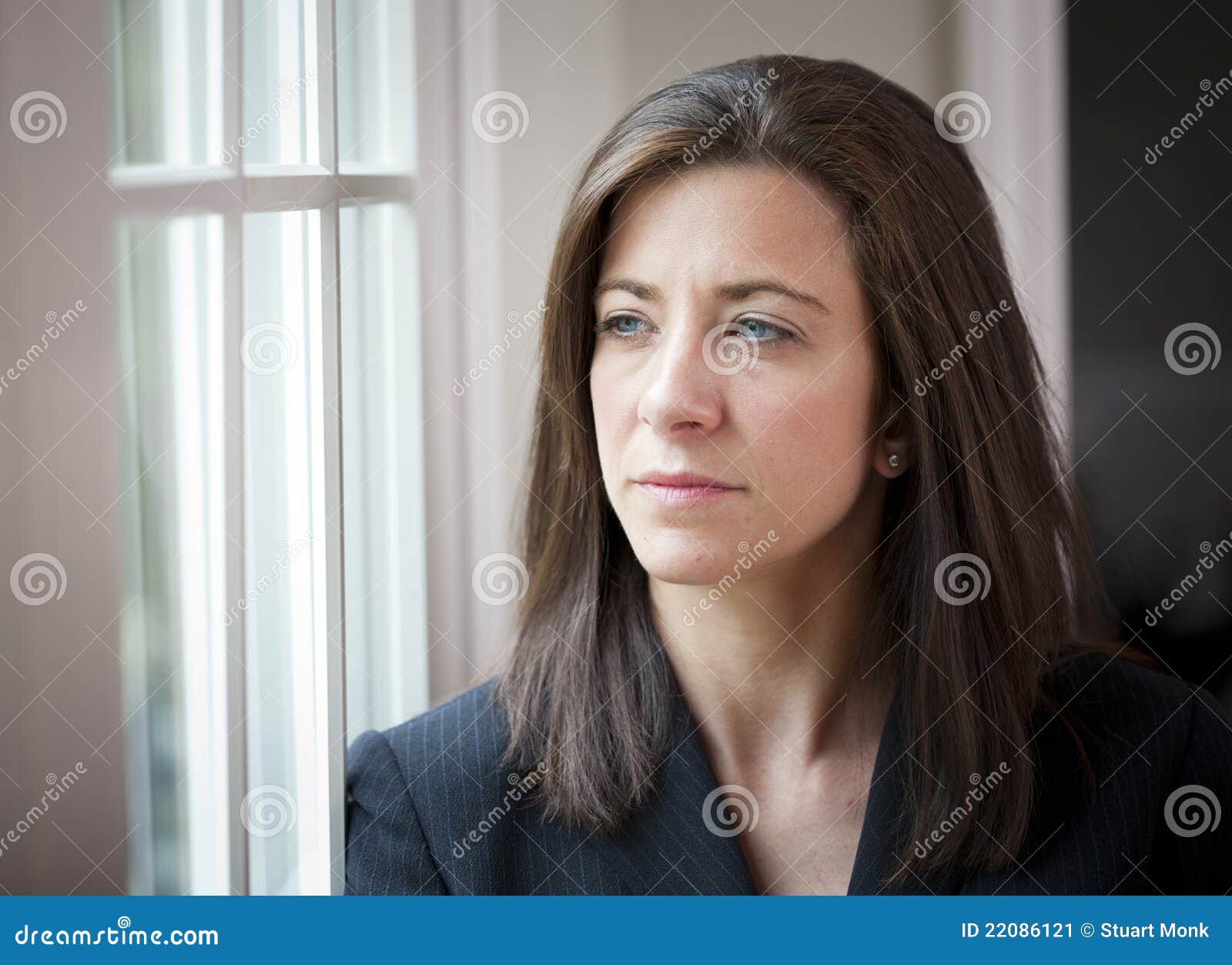 Woman Looking Out of Window Stock Image - Image of thinking, concerned ...