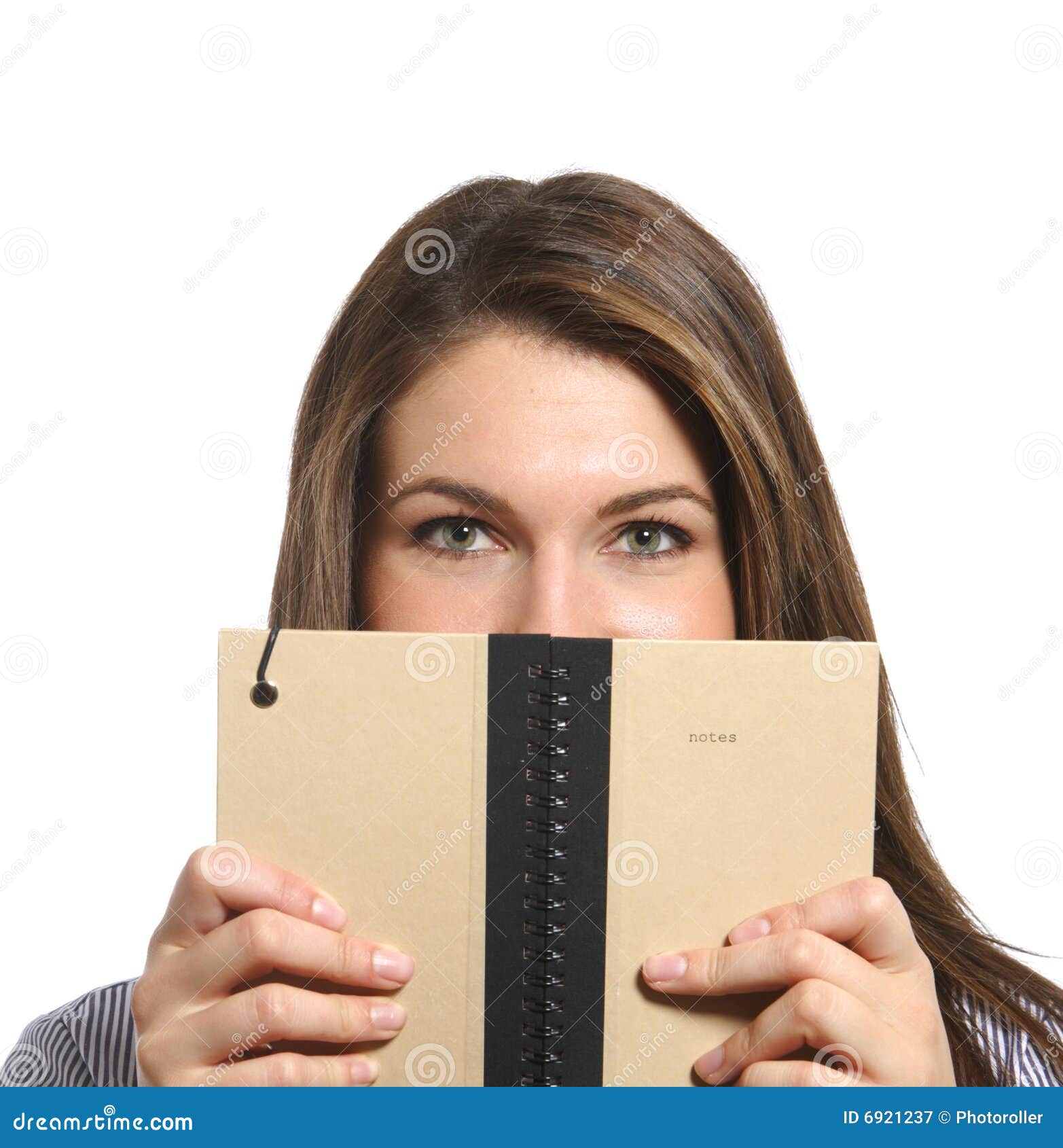 A Woman Looking Over a Note Book in the Studio Stock Image - Image of ...