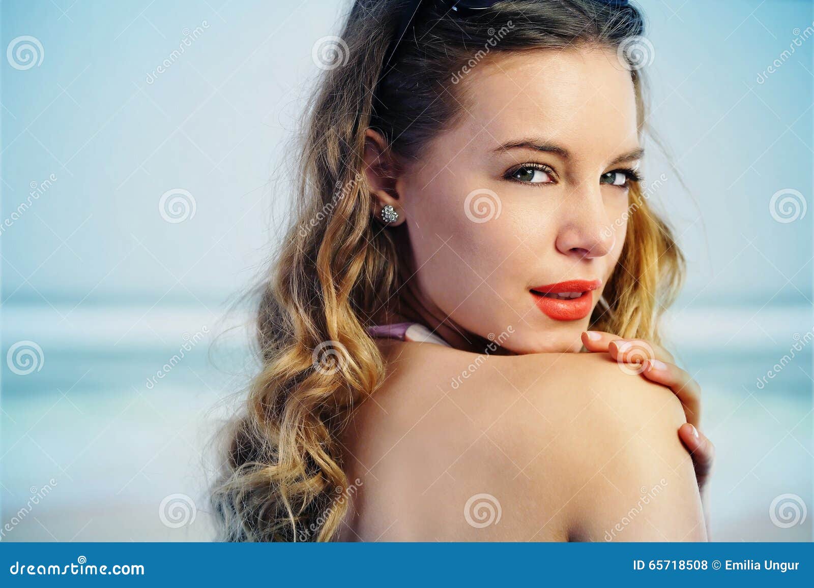 Woman Looking Over The Shoulder Stock Photo - Image of young, hair ...