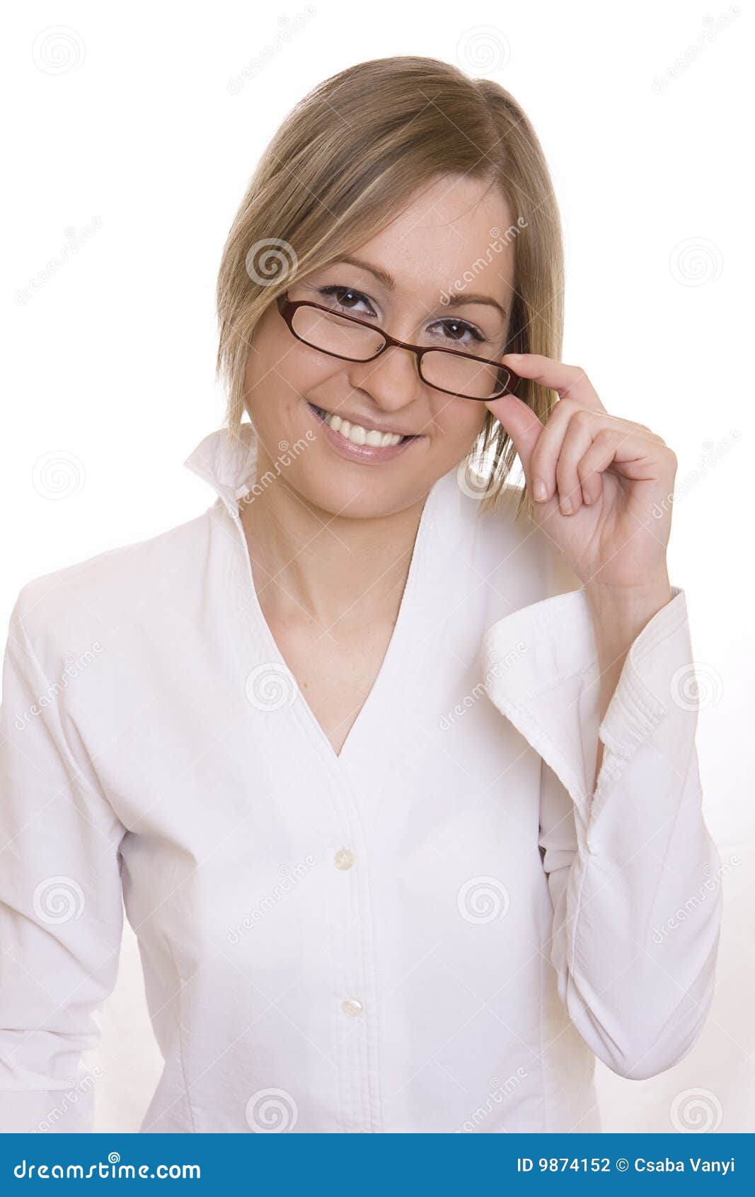Woman Looking Over the Top of Her Glasses Stock Photo - Image of ...