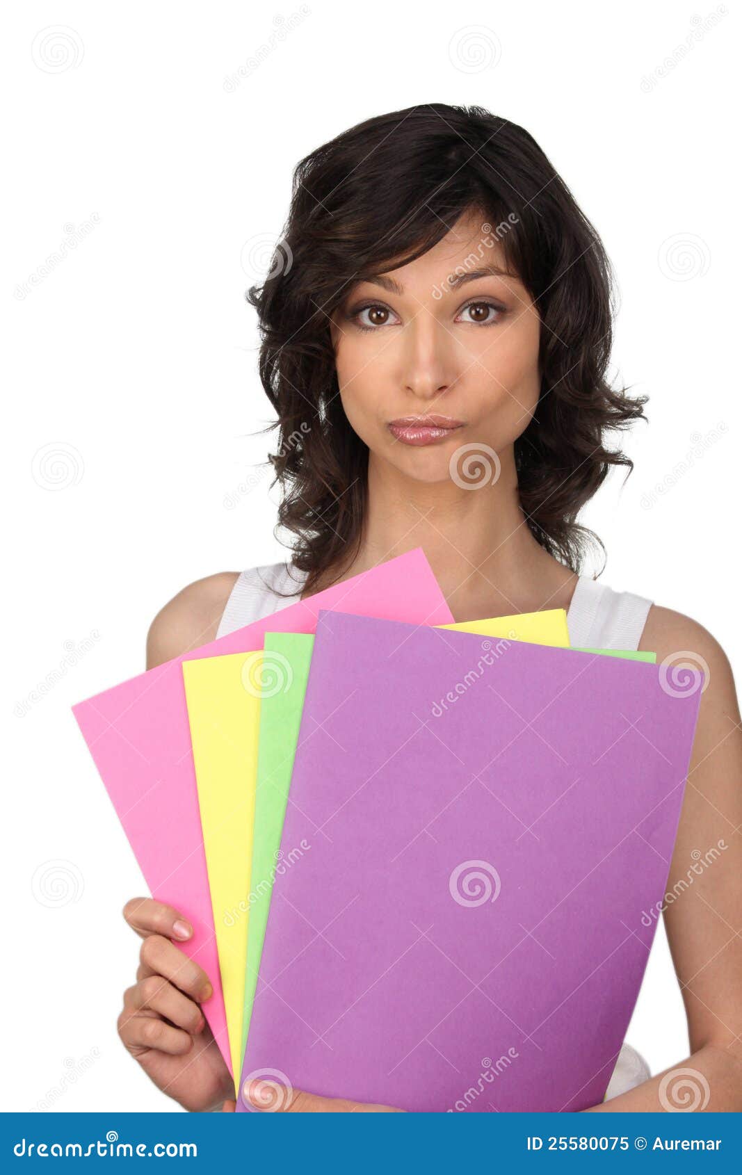 Woman looking perplexed stock image. Image of papers - 25580075